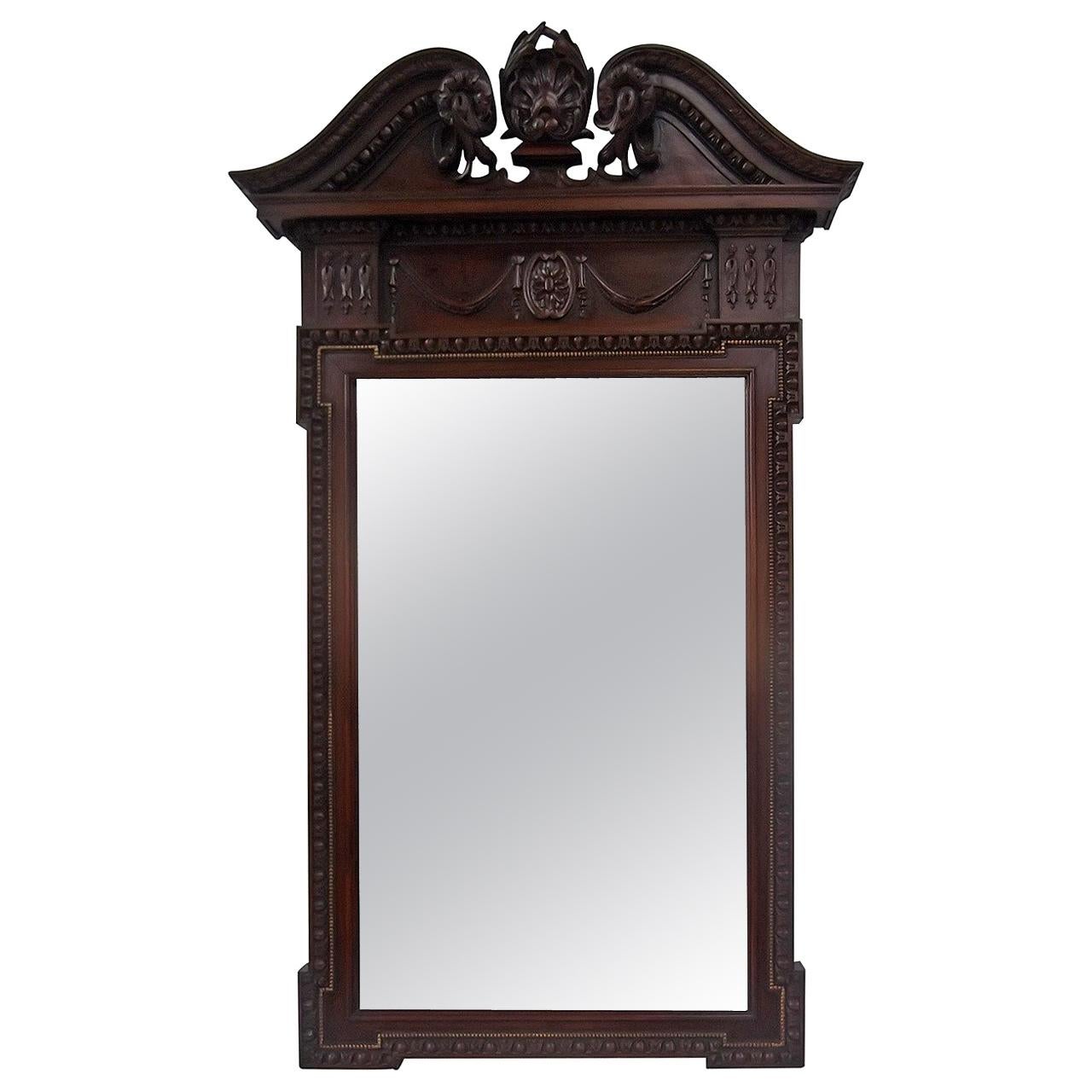 Carved Mahogany Georgian Style Wall Mirror For Sale at 1stDibs