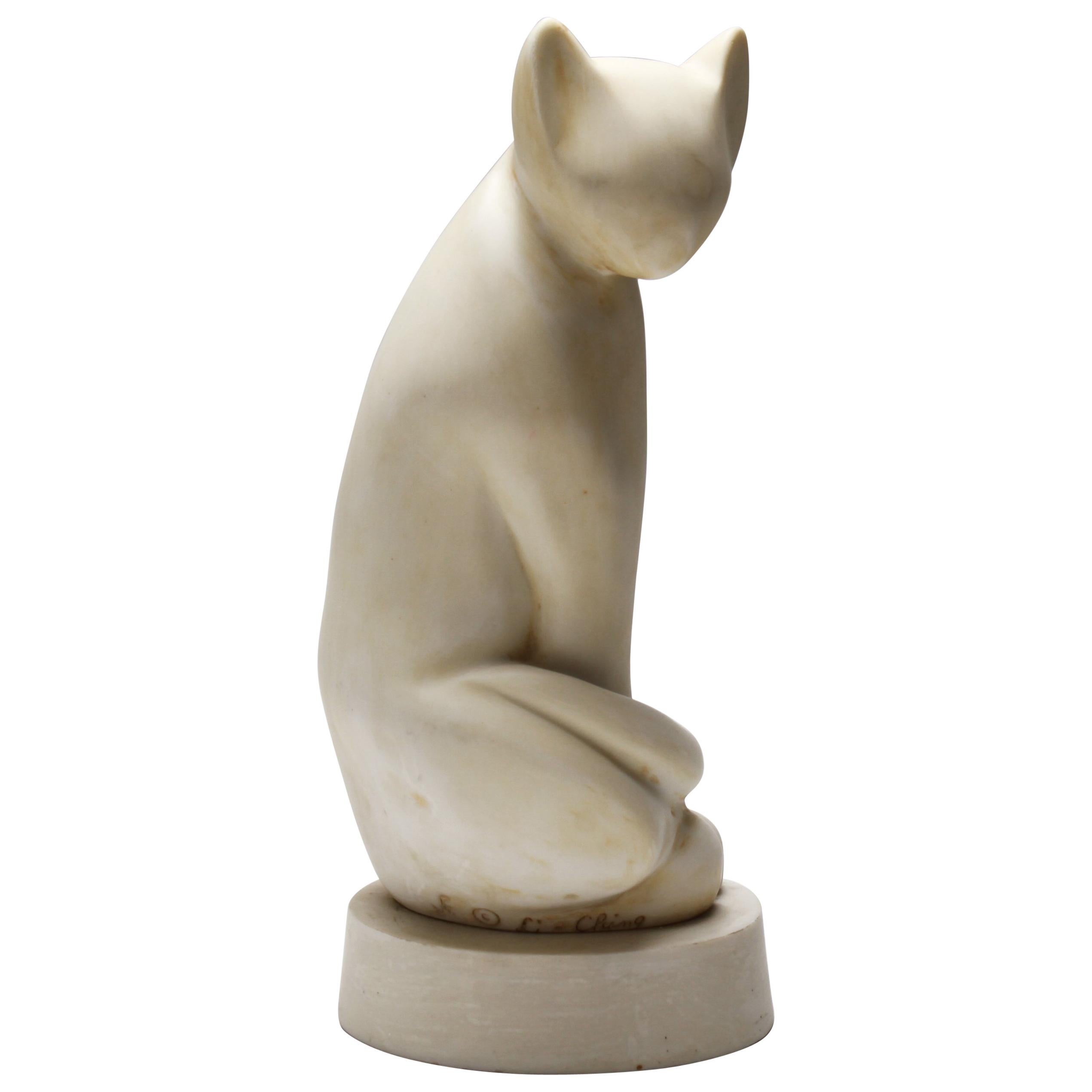 Li Ching Modern White Cat Resin Sculpture at 1stDibs