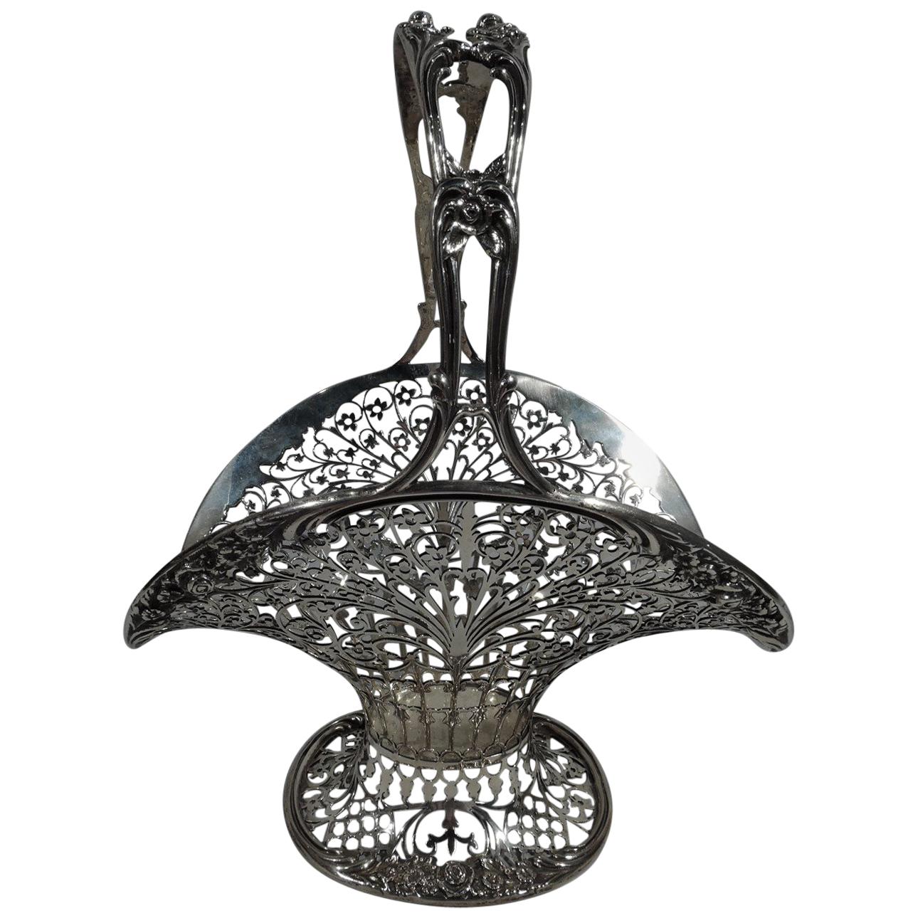 Fancy Antique American Edwardian Pierced Sterling Silver Basket For ...