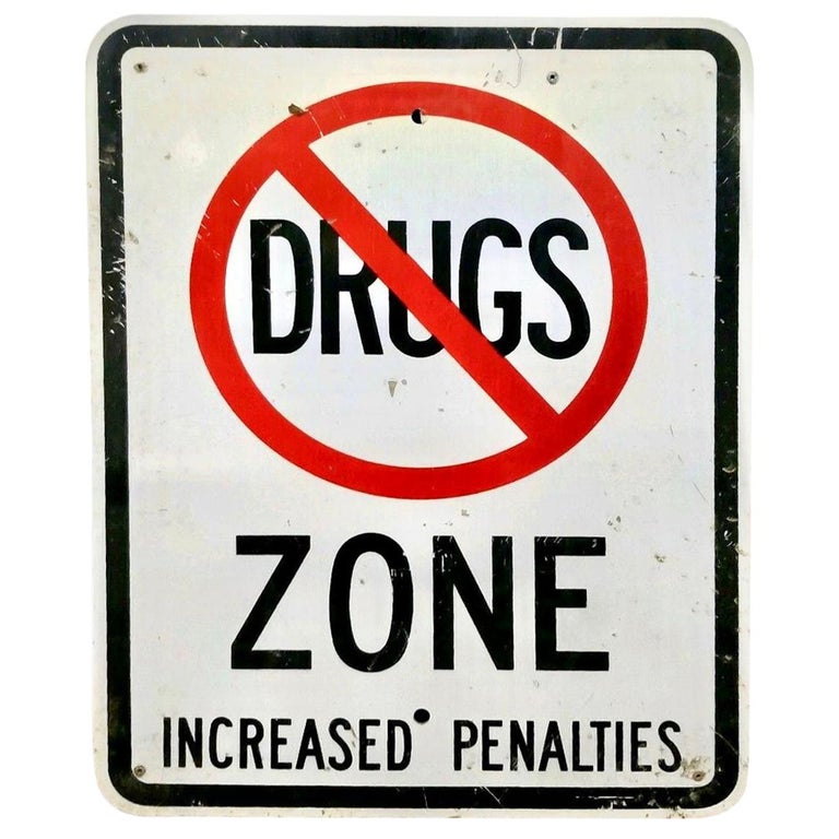 Vintage DRUGS Street Sign For Sale at 1stDibs