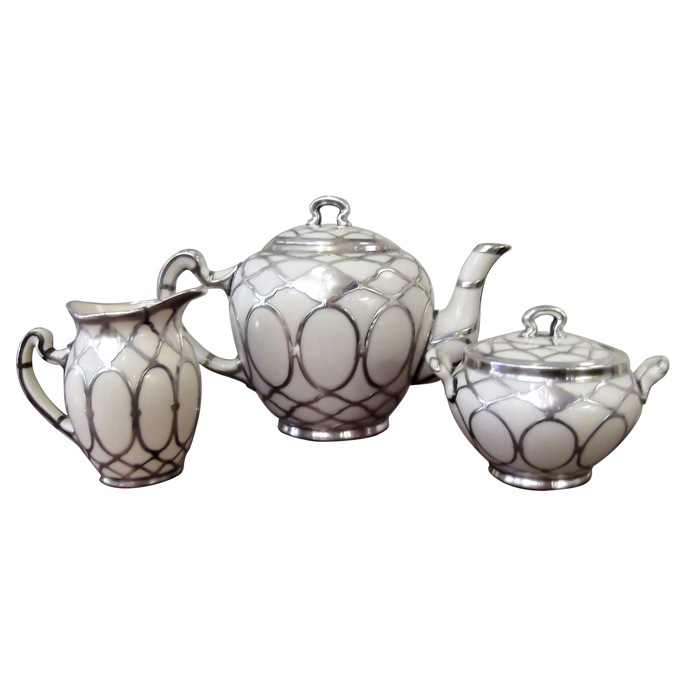 Sterling Silver Overlay Tea Service, circa 1910 For Sale at 1stDibs