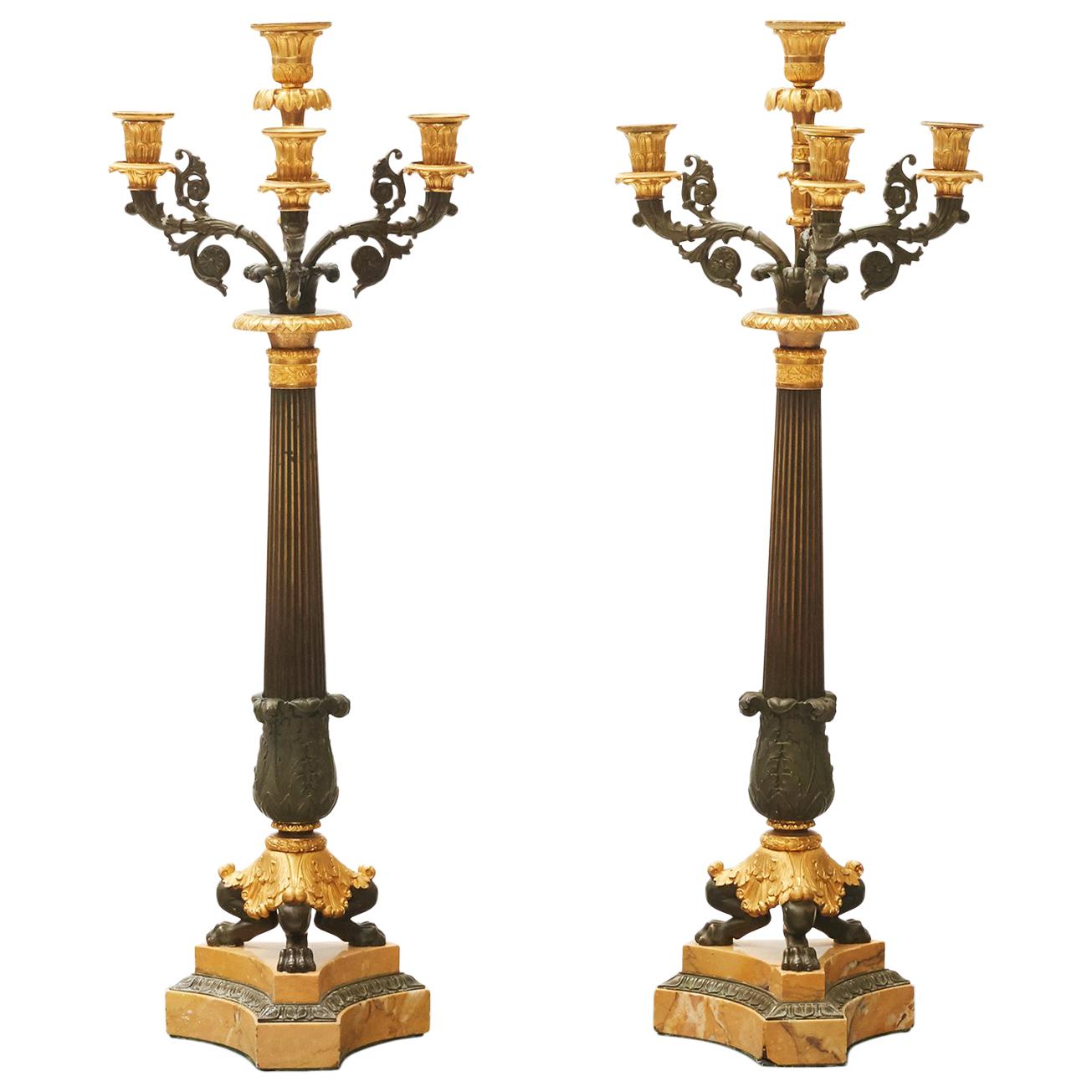 Pair of Monumental French Restauration Period Candelabrum with Royal ...