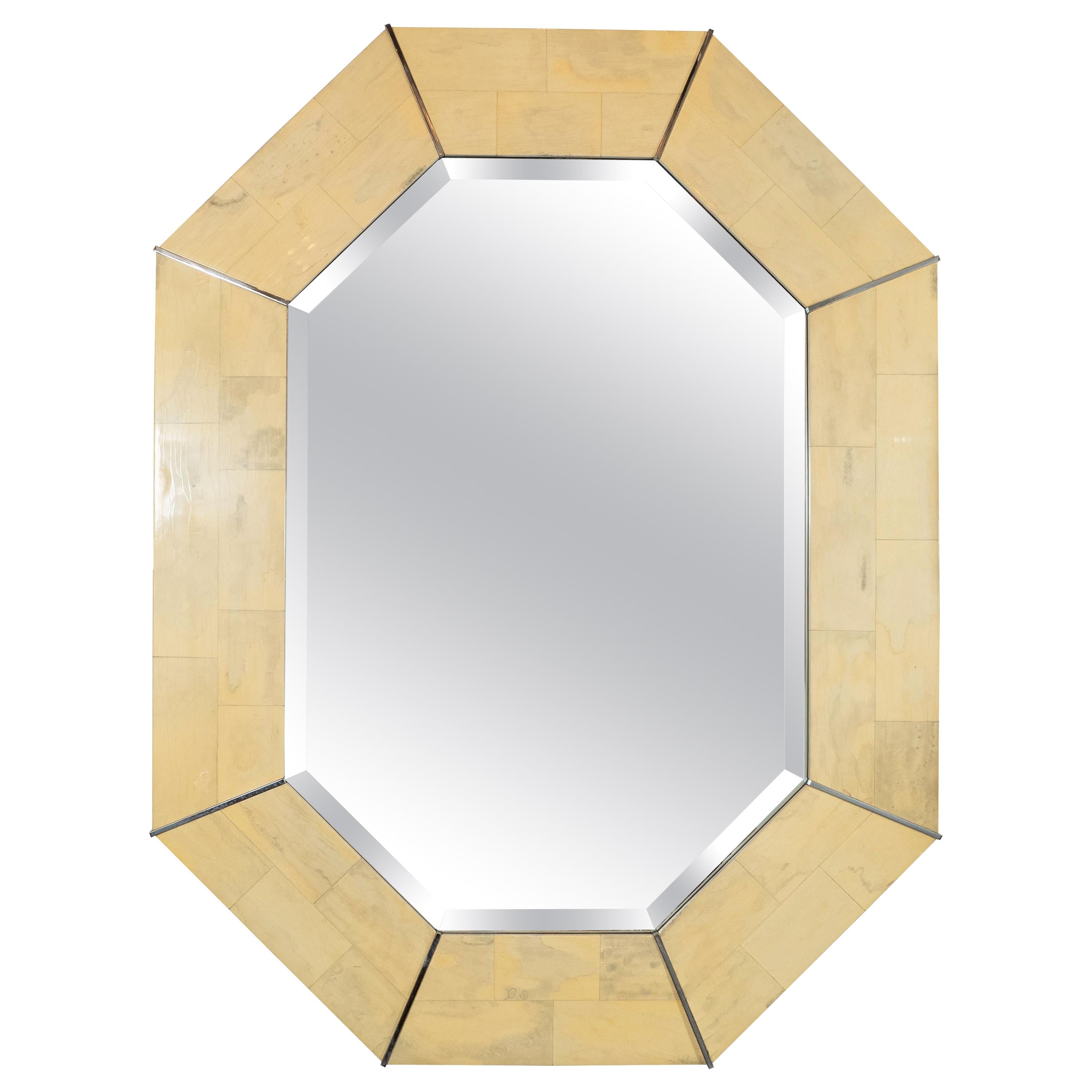 Karl Springer Mid-Century Modern Marbleized Lacquer and Brass Octagonal ...