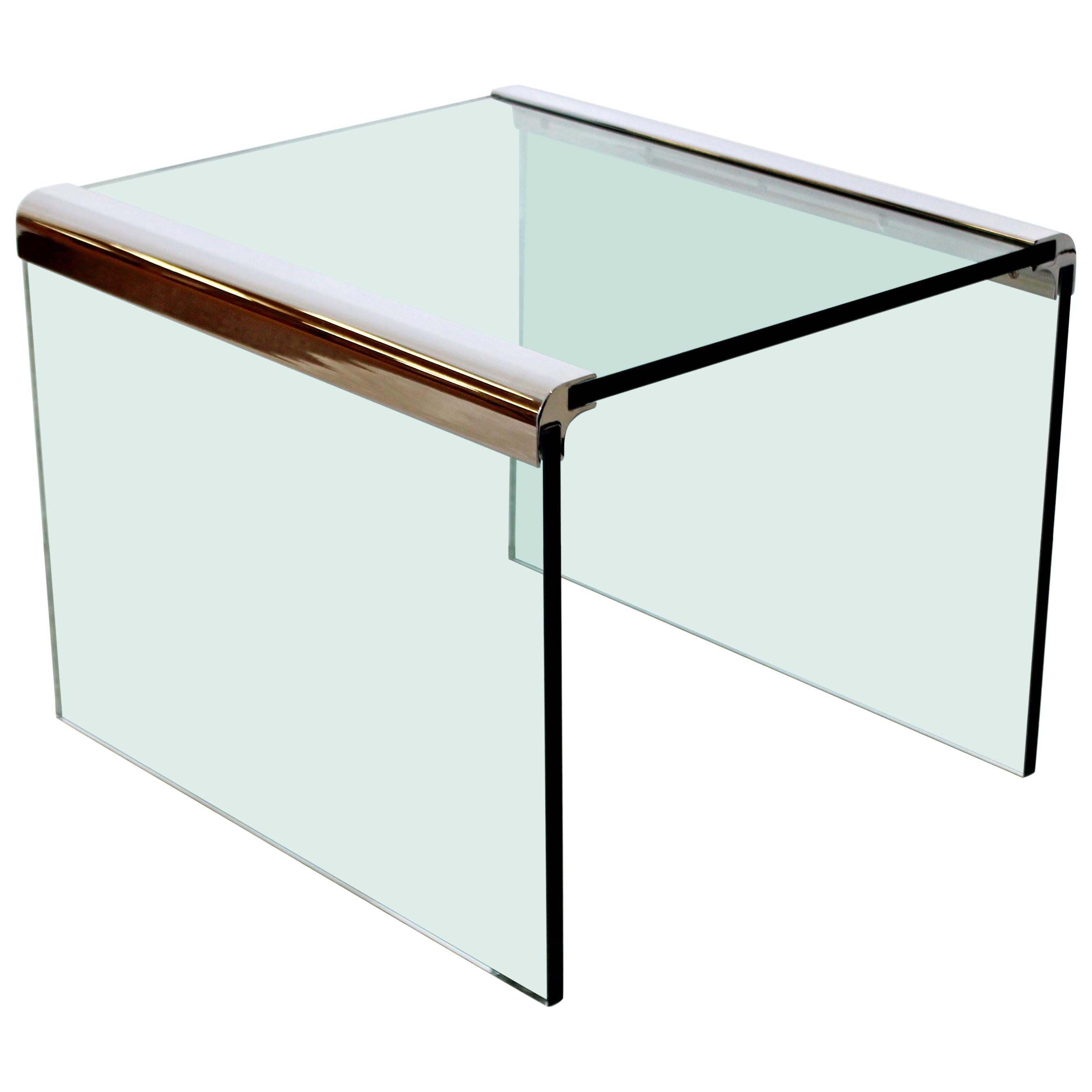 Mid-Century Modern Pace Waterfall Side End Table Chrome and Glass 1970s ...