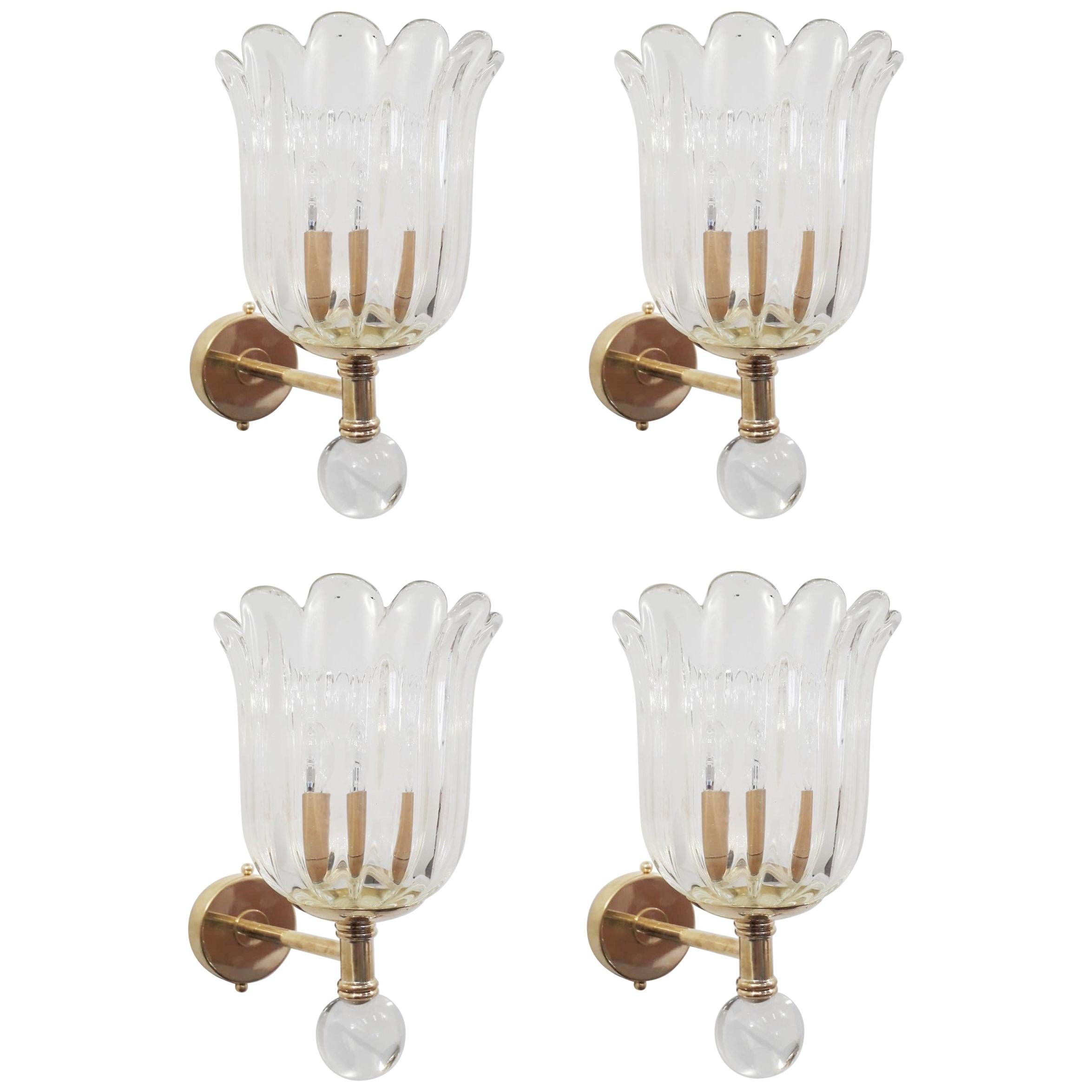 Two Pairs of Scalloped Sconces by Barovier e Toso at 1stDibs