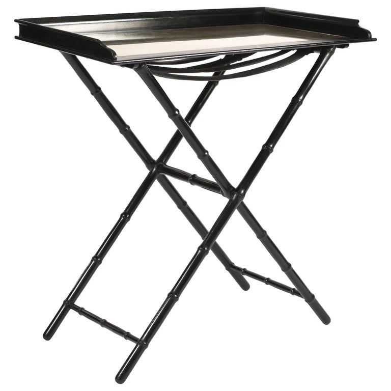 1950s Ebonized Mahogany and Brass Top Butler's Tray by Valenti at 1stDibs