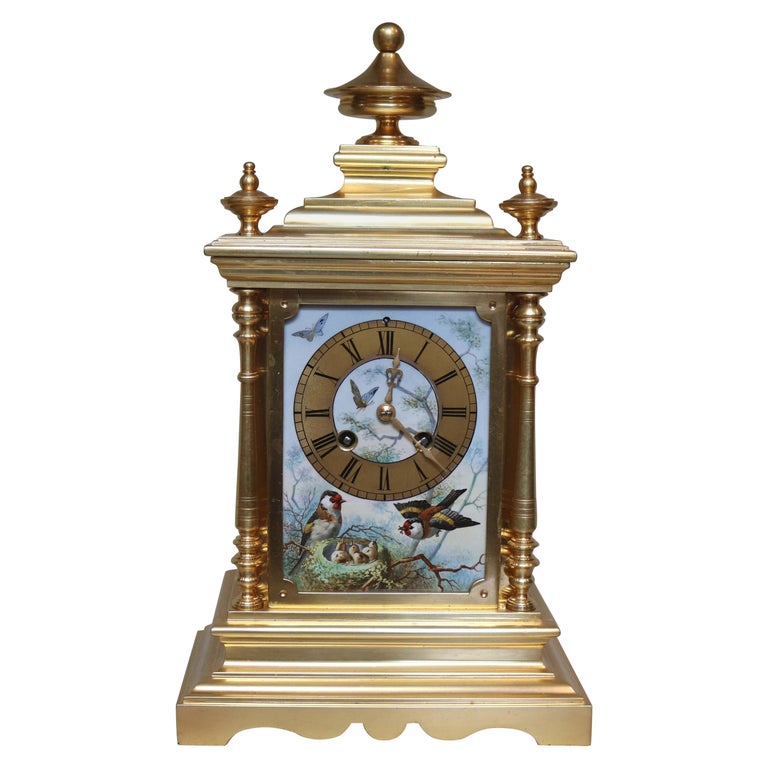 Victorian Gilt and Porcelain Panel Mantel Clock at 1stDibs