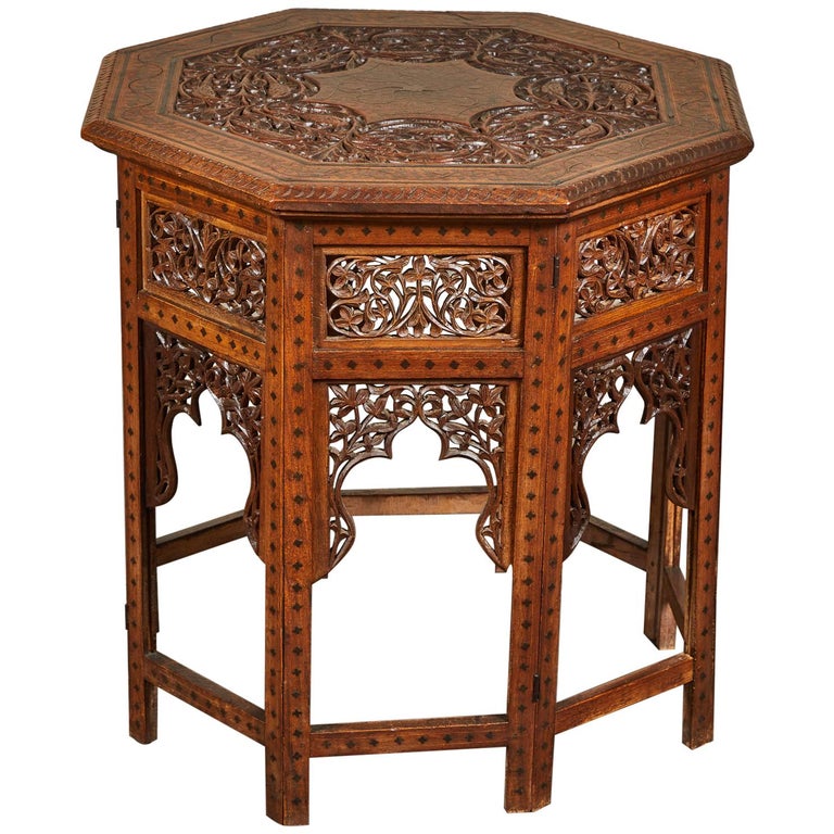 20th Century Octagonal Brass Inlaid Indian Table at 1stDibs