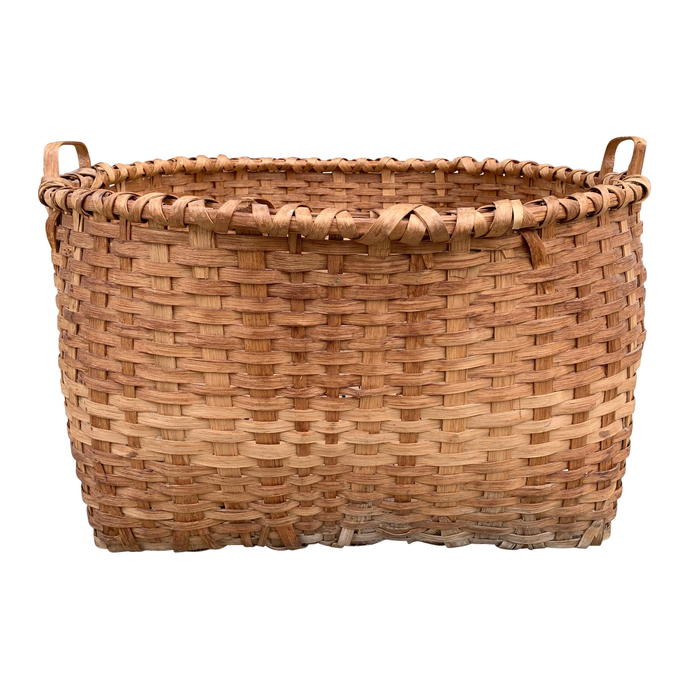 Monumental 19th Century American Oak Splint Basket at 1stDibs | oak basket