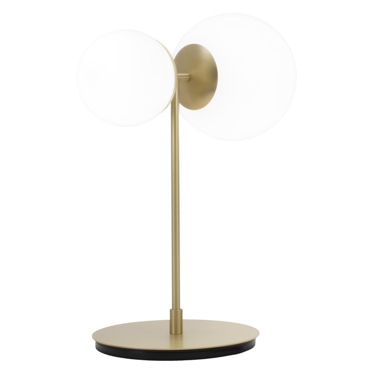 Biba Tavolo Table Lamp in Satin Brass and White Glass for Tato Italia ...