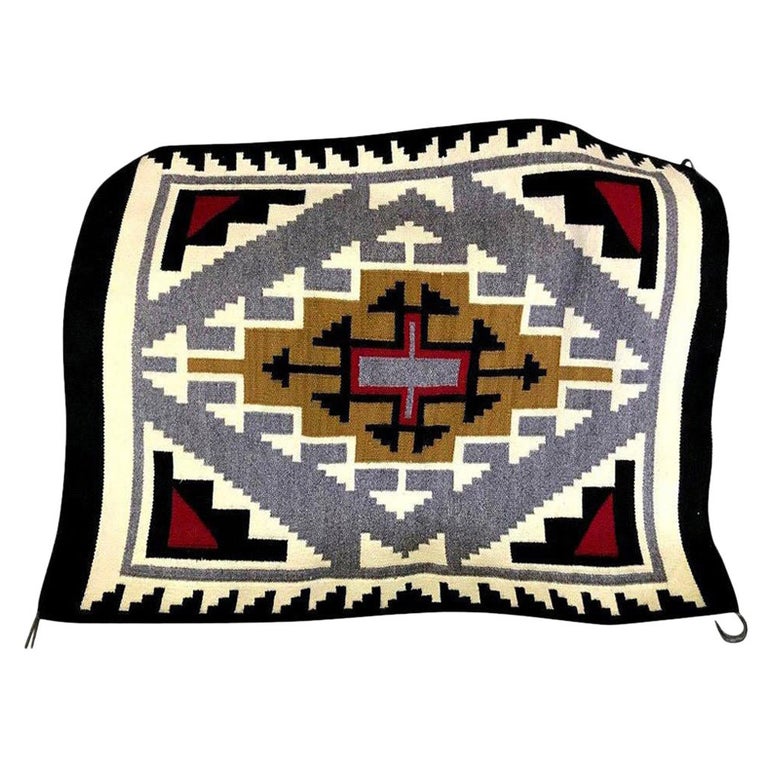 Native American Navajo Handwoven Geometric Rug Mat For Sale at 1stDibs