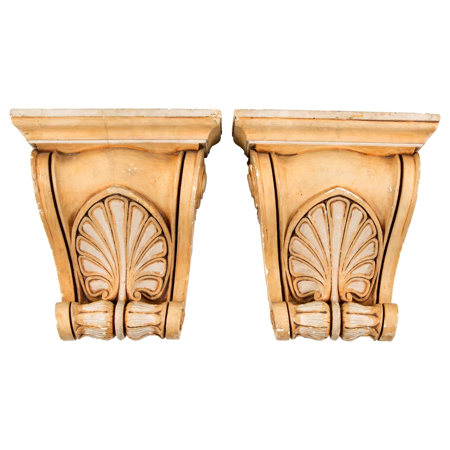 Pair of Carved Wooden Corbels "Lion" For Sale at 1stDibs