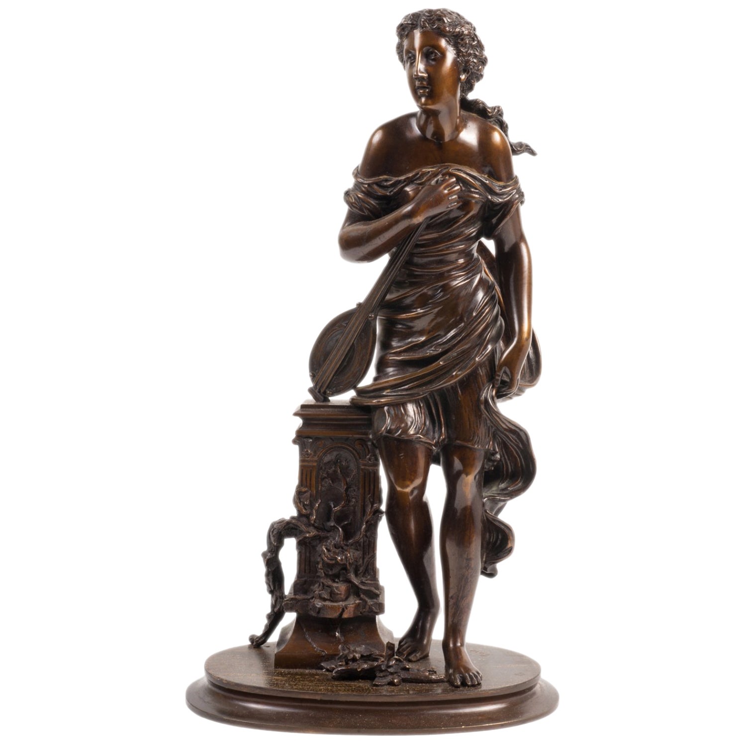White Marble Statue Depicting Classically Draped Female Figure at 1stDibs