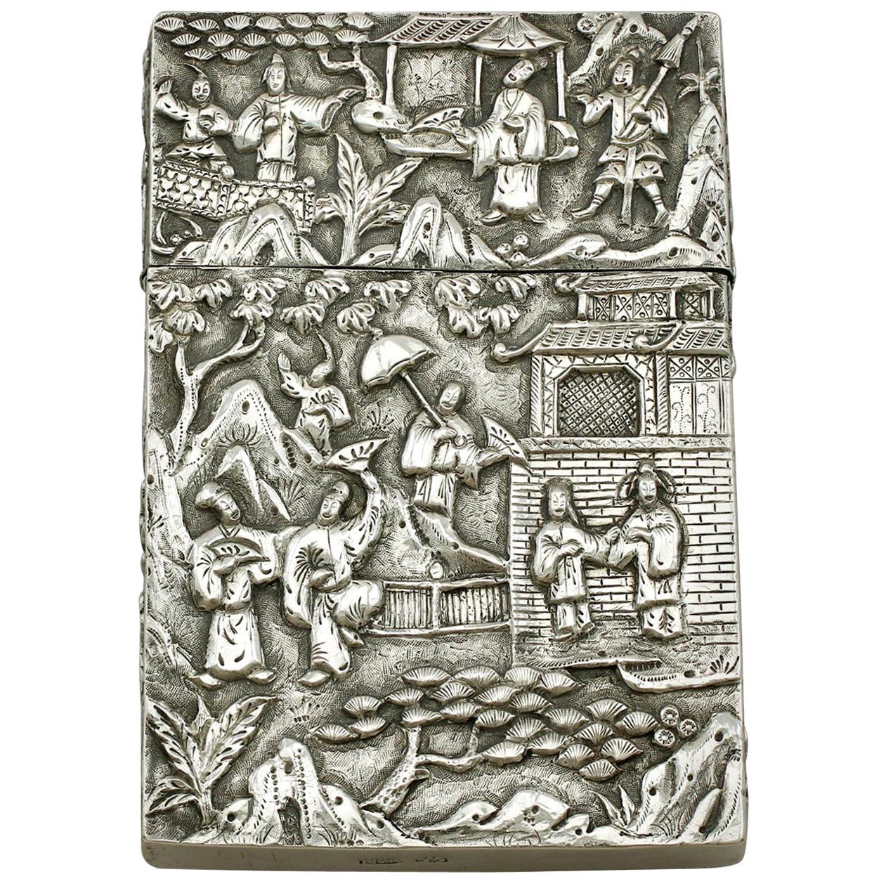 Antique Chinese Export Silver Card Case Circa 1870 For Sale at 1stDibs