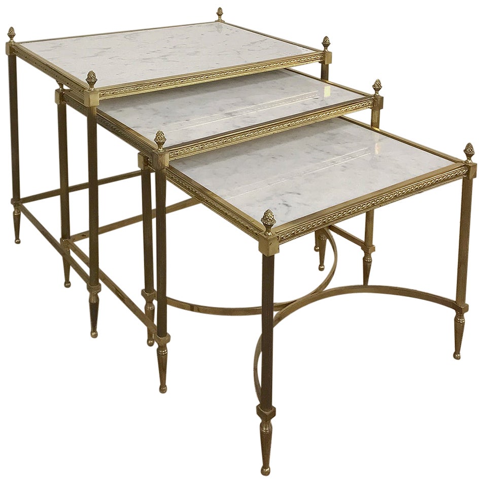 Pair of Patterson White Marble Nesting Tables by Darryl Carter for ...