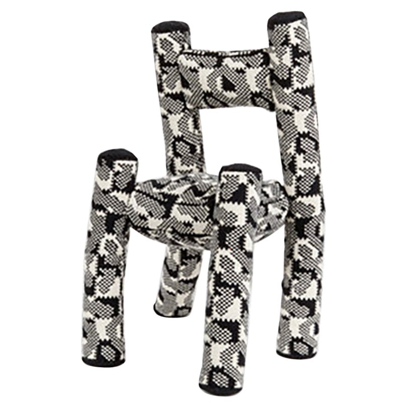 Stuffed Chair in Graphic Black and White Knit by Katie Stout For Sale ...