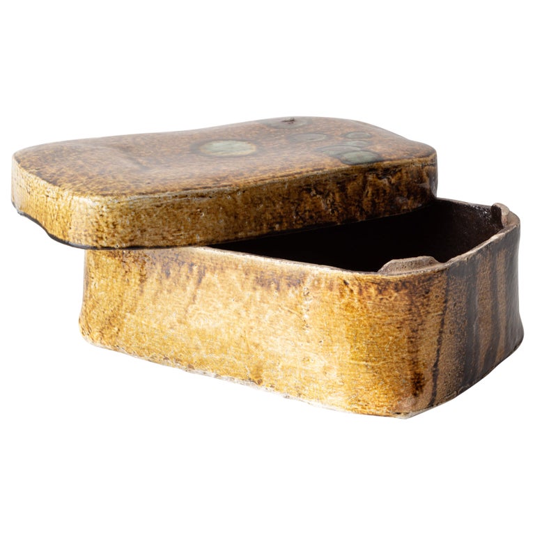 Large Rectangular Ceramic Box with Lid in Golden Brown by Hun-Chung Lee ...