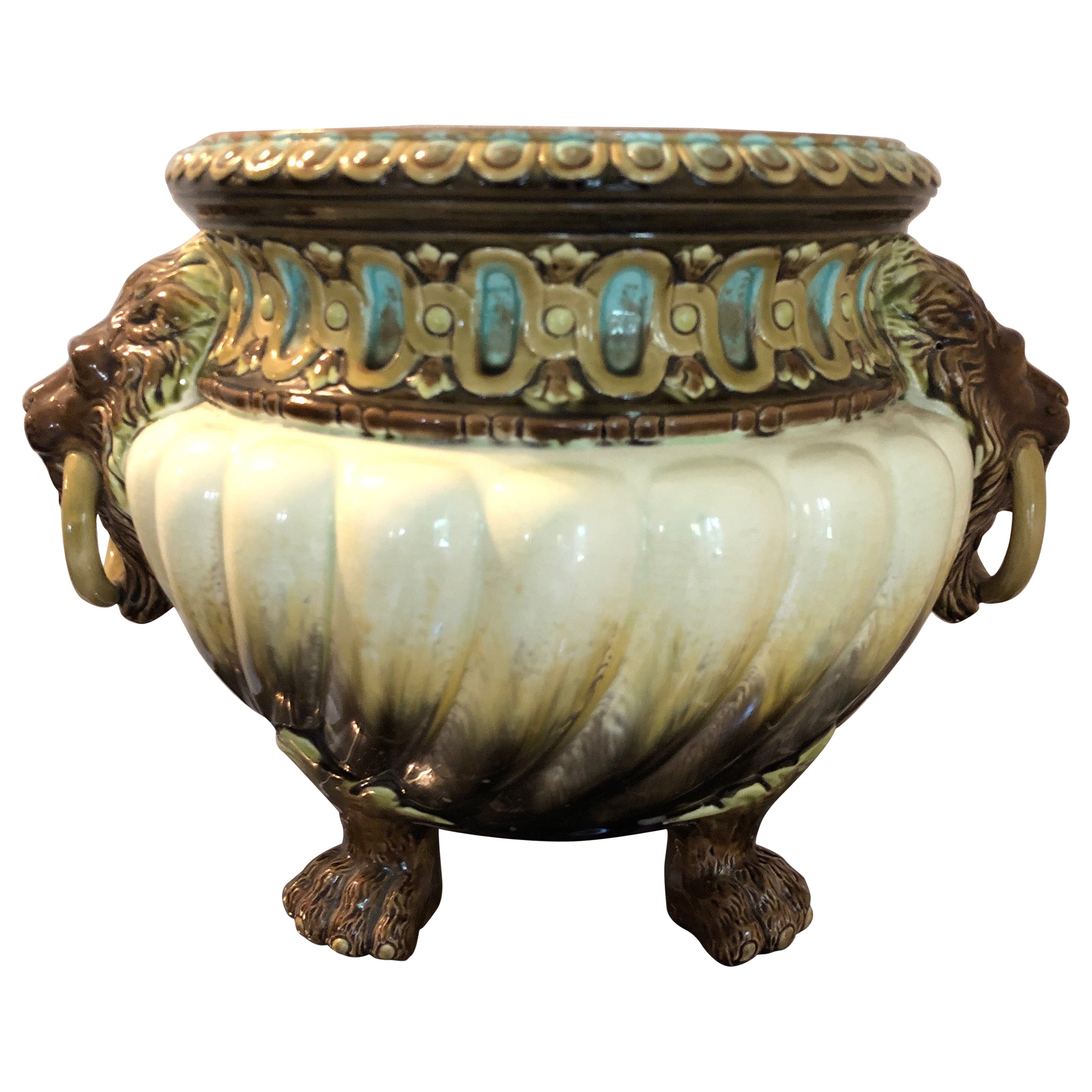 1900s Chinese Small Bronze Vase with Lion Head Handles For Sale at 1stDibs