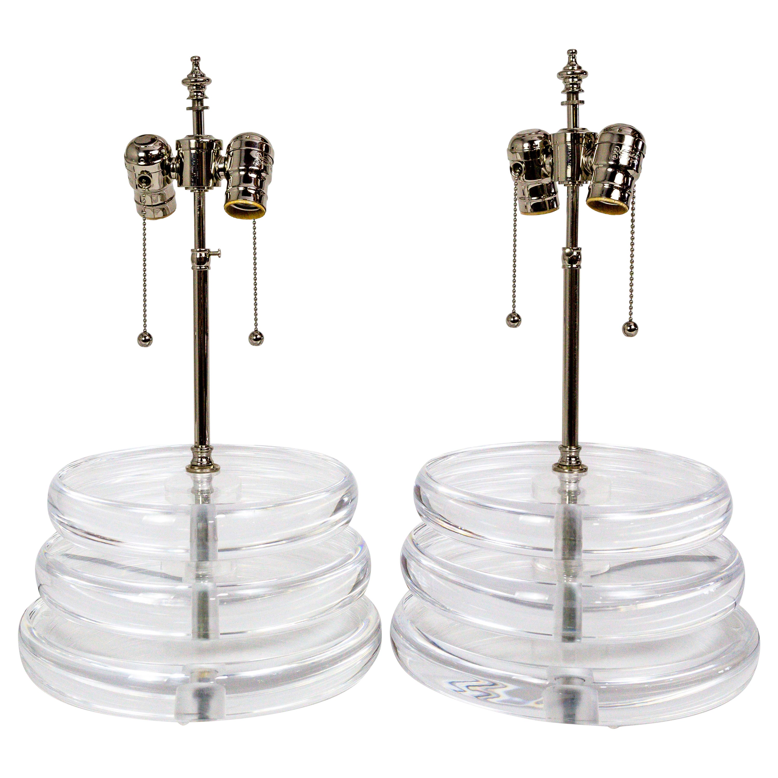 Pair of Lucite Stacked Block Lamps For Sale at 1stDibs