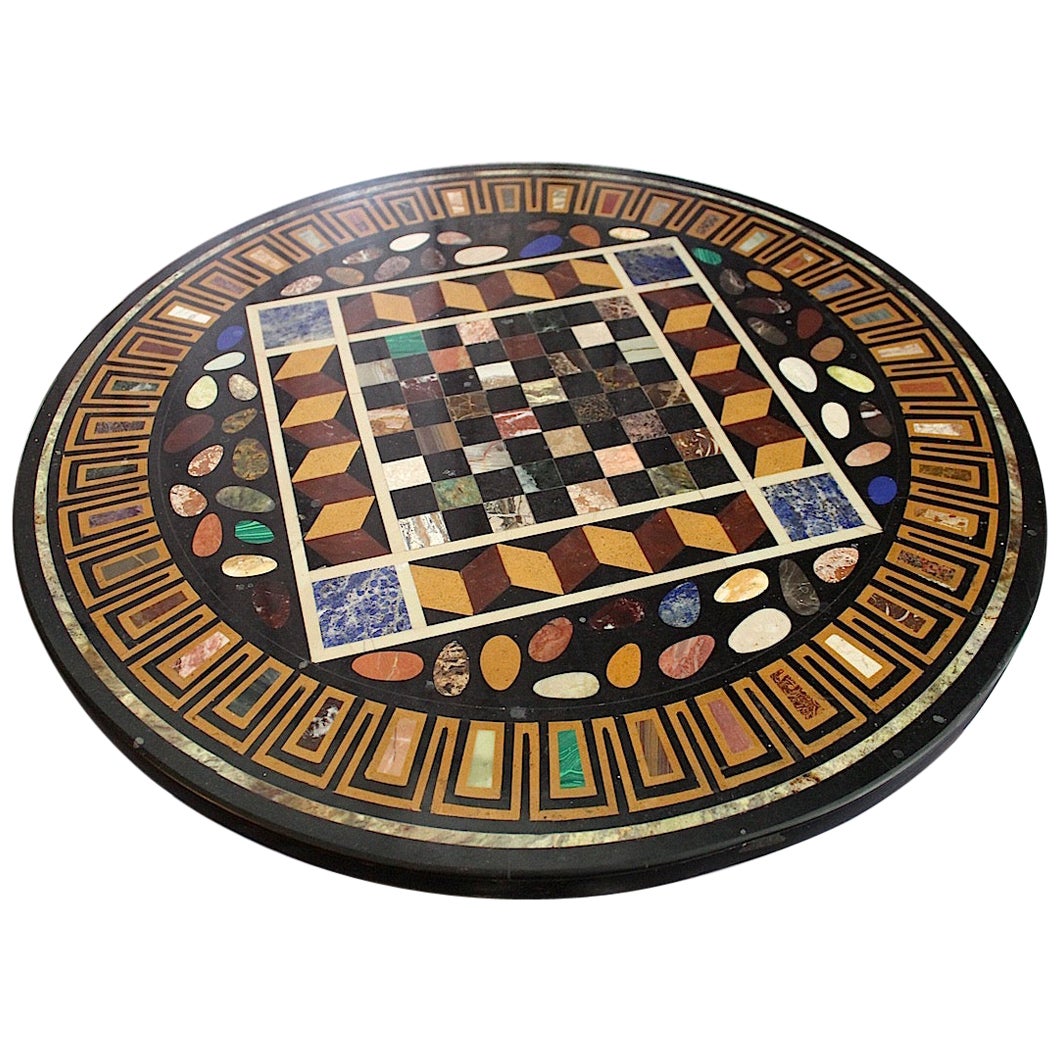 1990s Handmade Blue Agate Semi-Precious Stone Table Top For Sale at 1stDibs