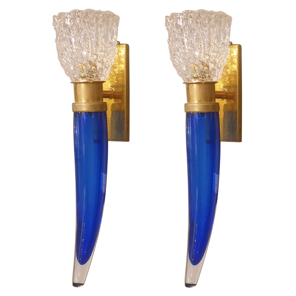 Pair of Mid-Century Modern Gold Murano Glass Sconces, Set of Four For ...