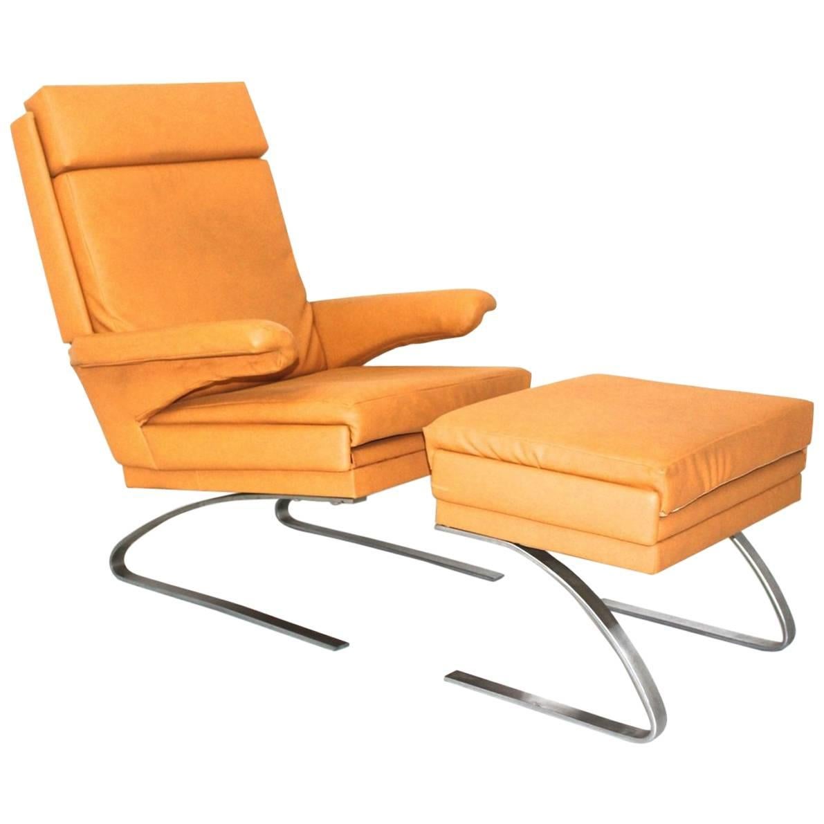COR, Sinus Easychair Lounge Chair, 1976 Reinhold Adolf, Black Leather ...