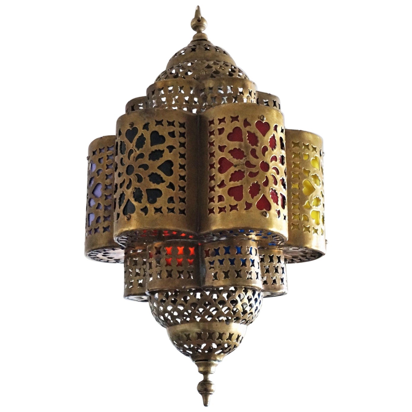 Mid-Century Petite Brass Moroccan Lantern For Sale at 1stDibs