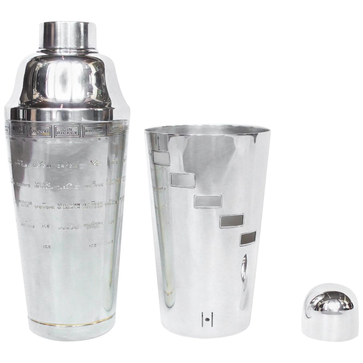 Art Deco Recipe Cocktail Shaker at 1stDibs