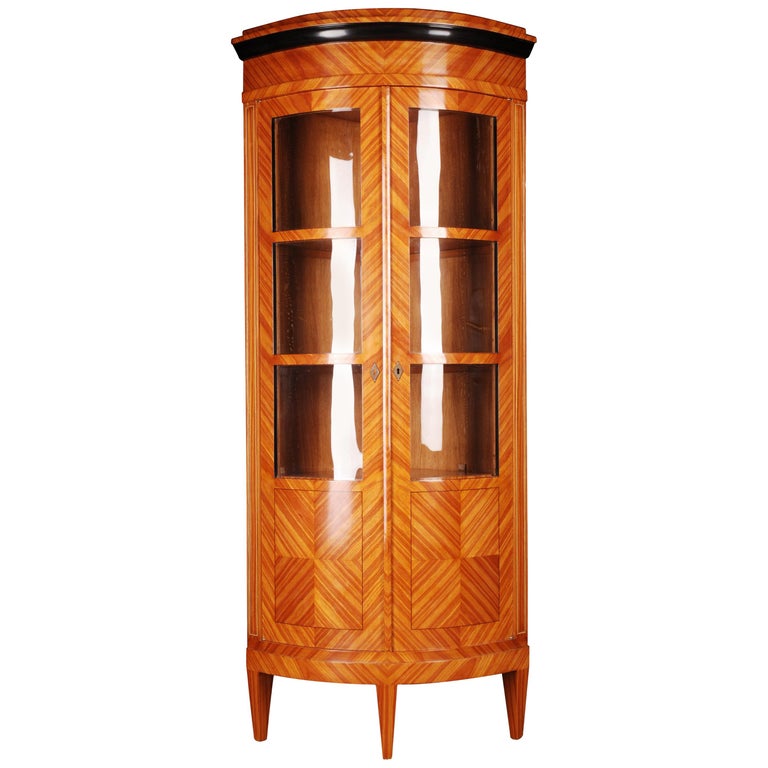 20th Century Corner Vitrine in antique Classic Biedermeier Style cherry ...