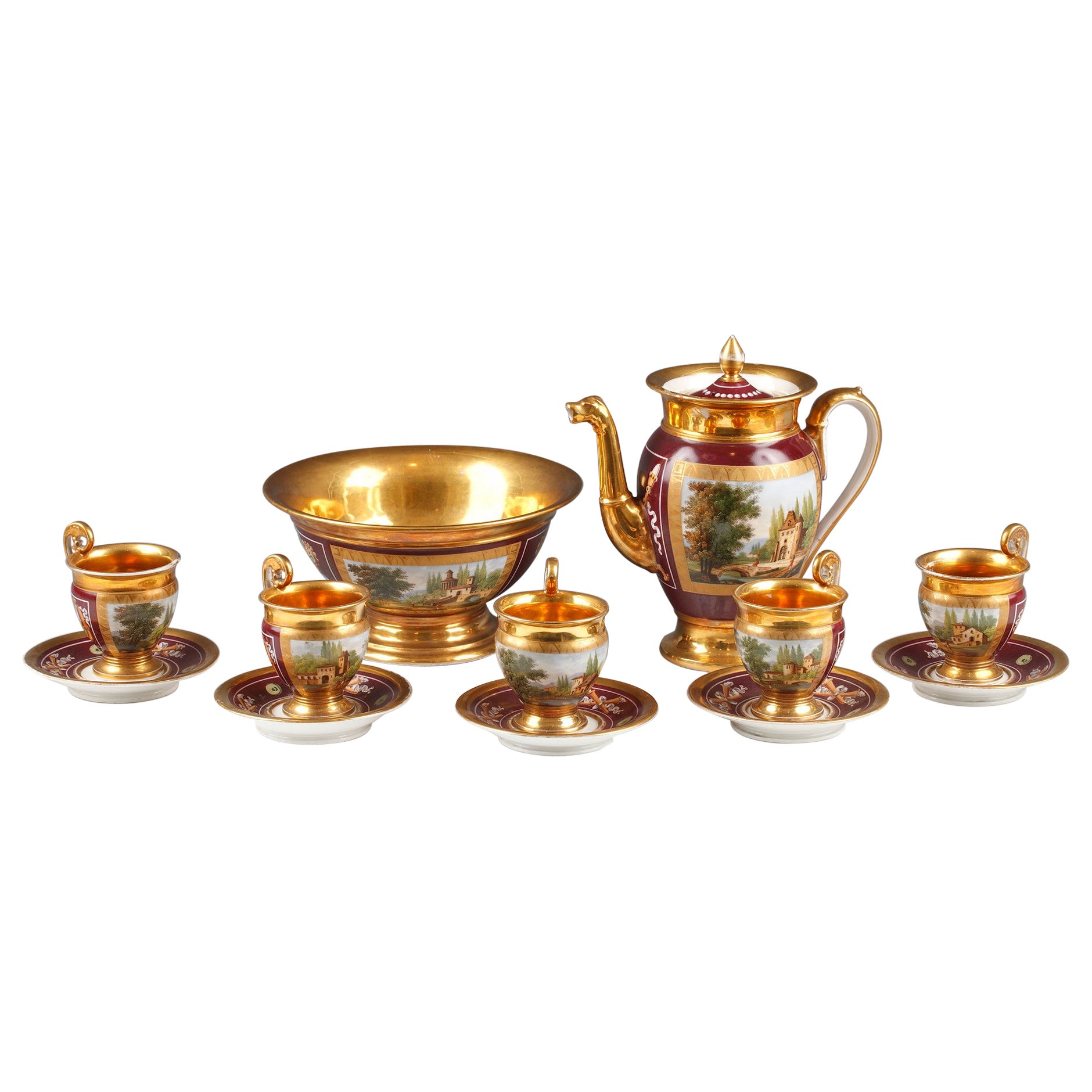 Fine French Antique Paris Porcelain Tea and Coffee Set from the Empire ...