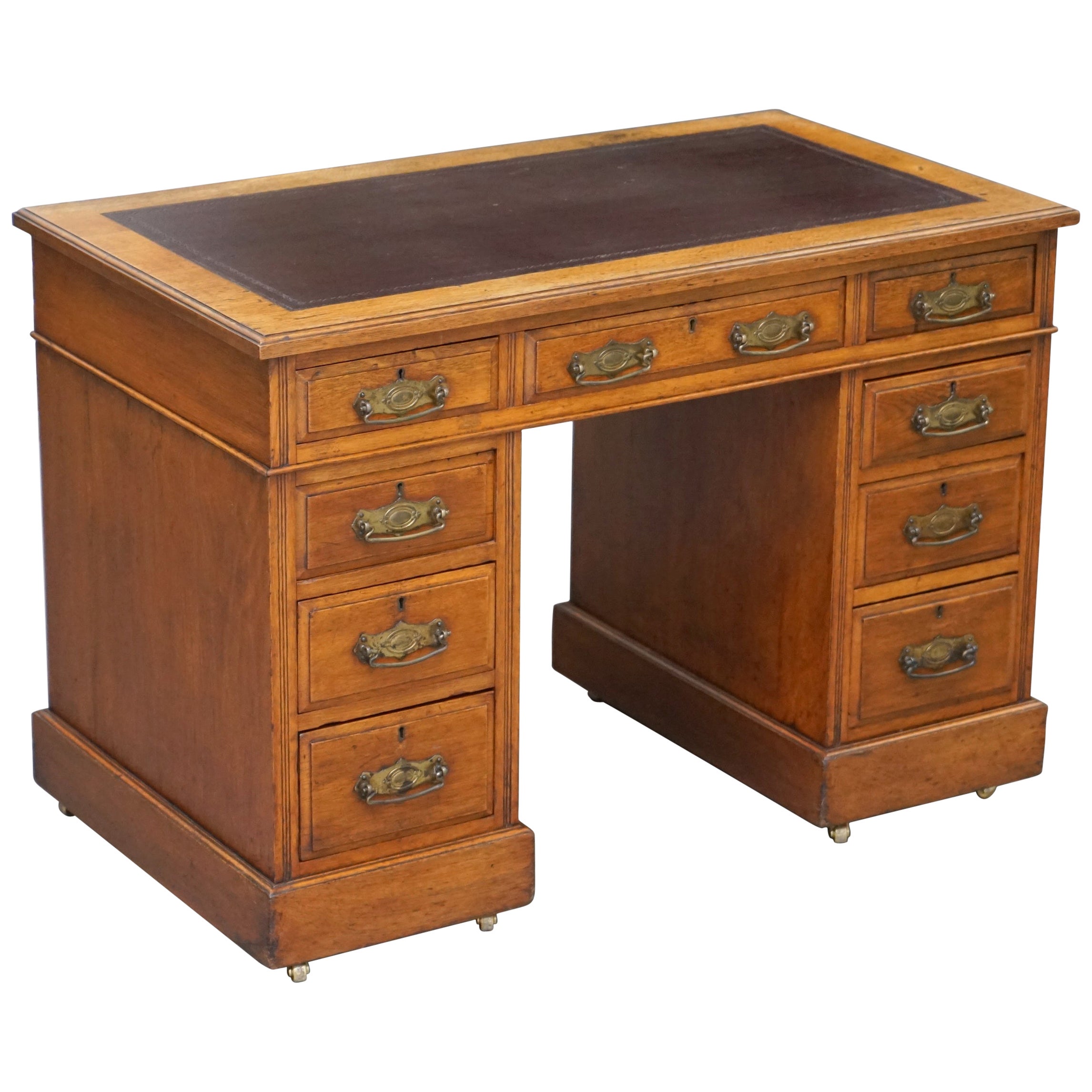 Vintage Solid Mahogany and Oak Twin Pedestal Partner Desk Oxblood ...