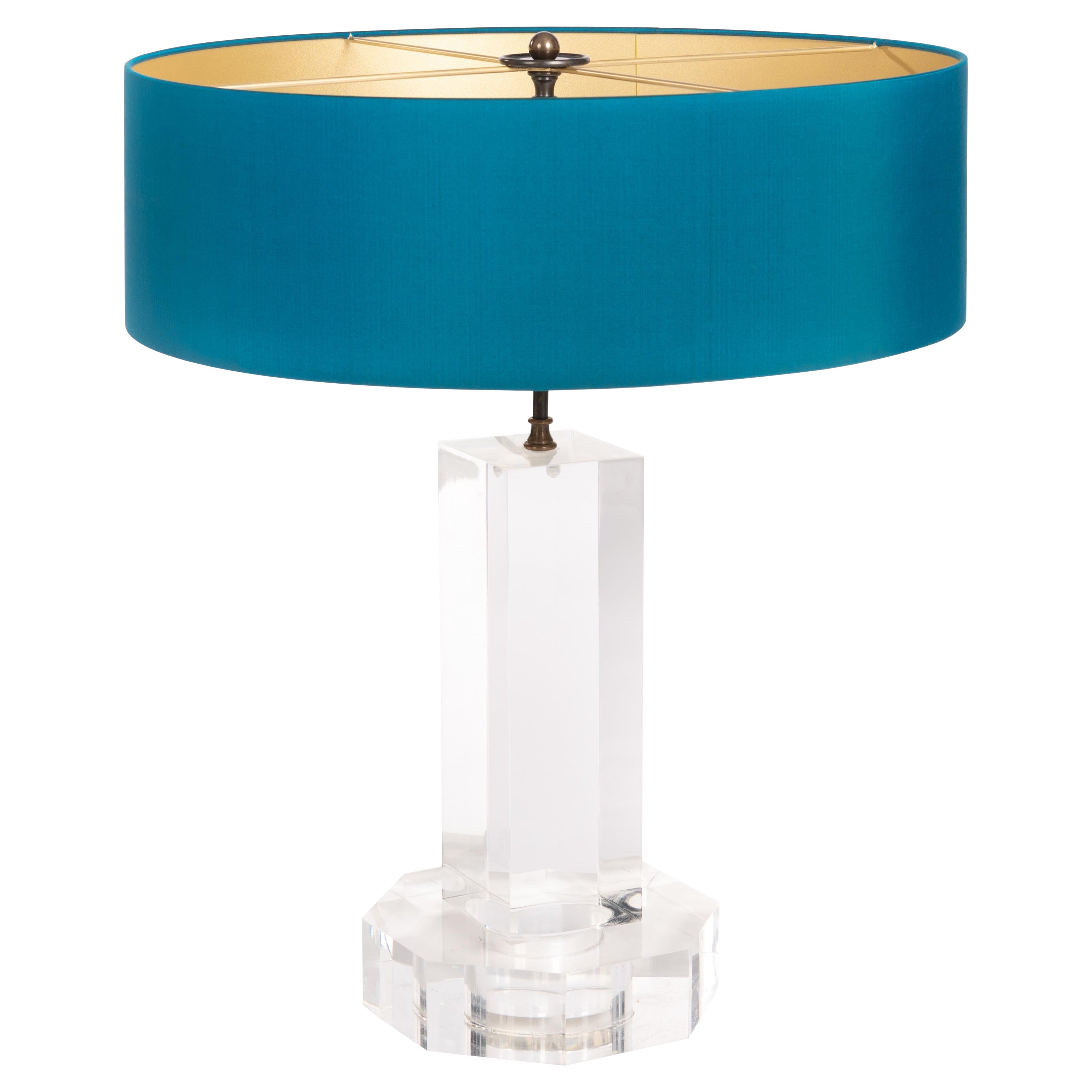 French 1960s Terracotta and Turquoise Glaze Table Lamp at 1stDibs