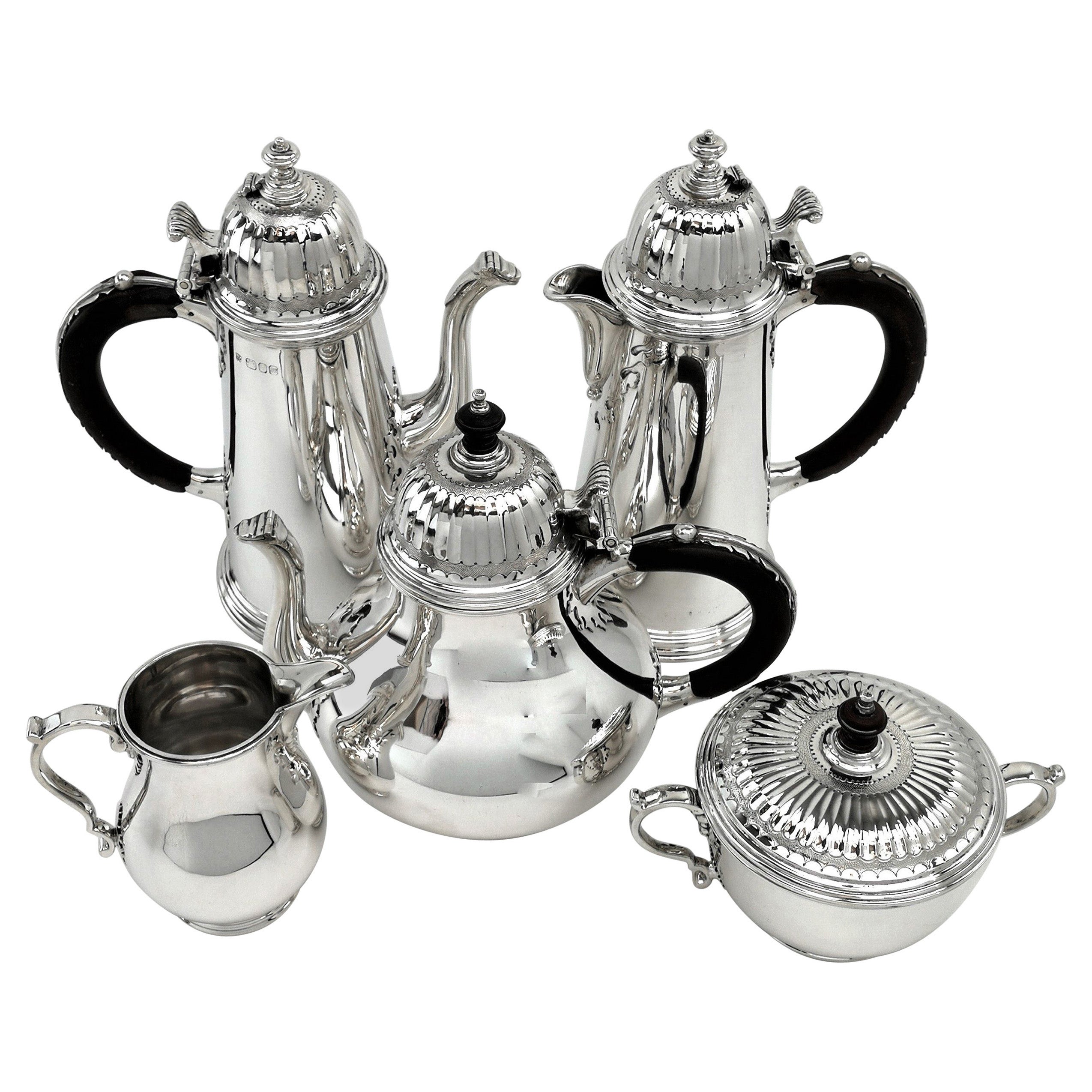 Mid-Century Modernist 7-Piece Sterling Silver Tea Coffee Set Mexico ...