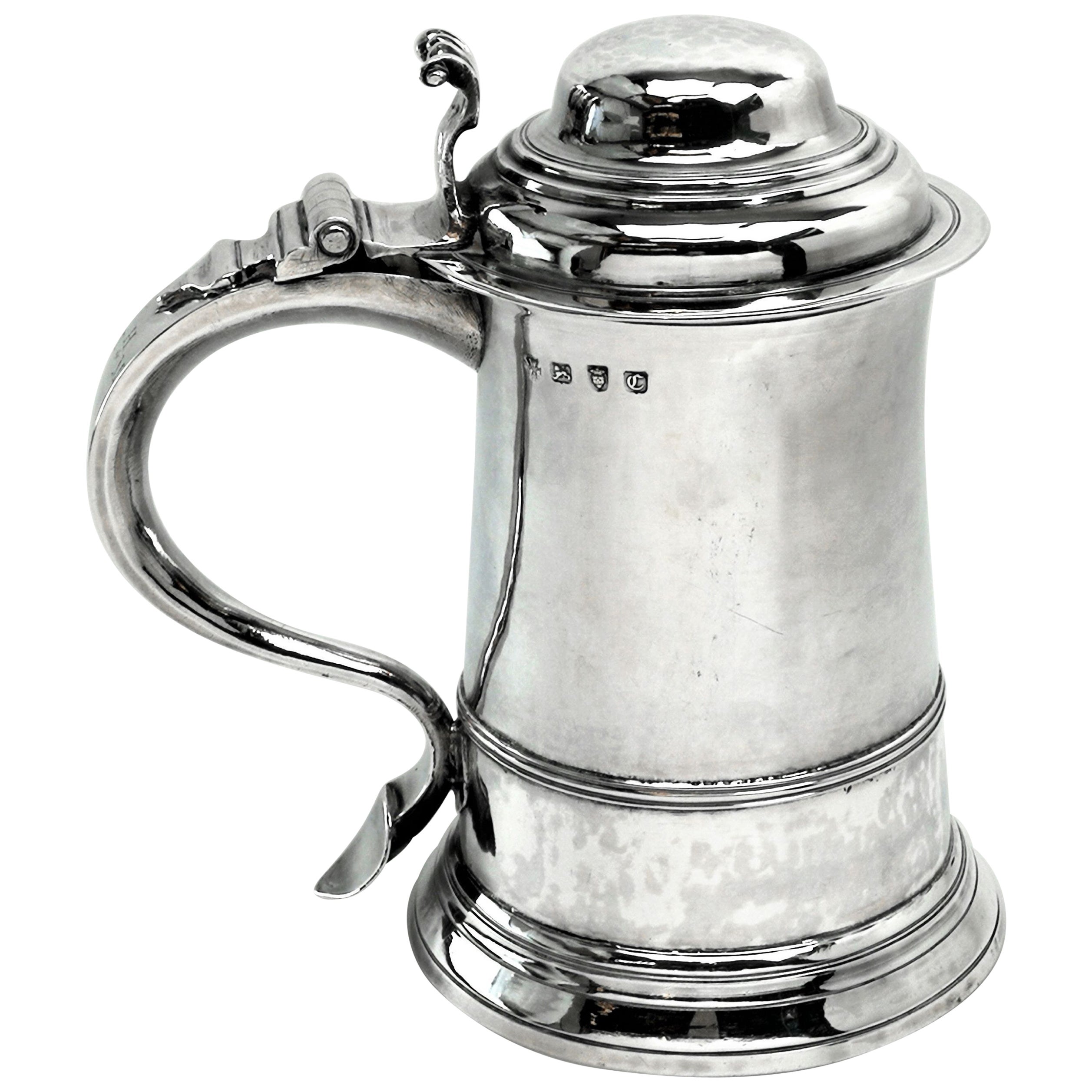 Antique German Silver Lidded Tankard / Beer Mug Berlin c 1700 early ...