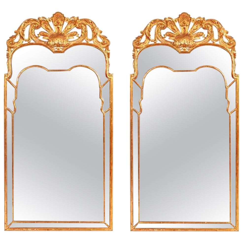 Pair of Large French Regence Style Mirrors with Scallop Shell Cartouche ...
