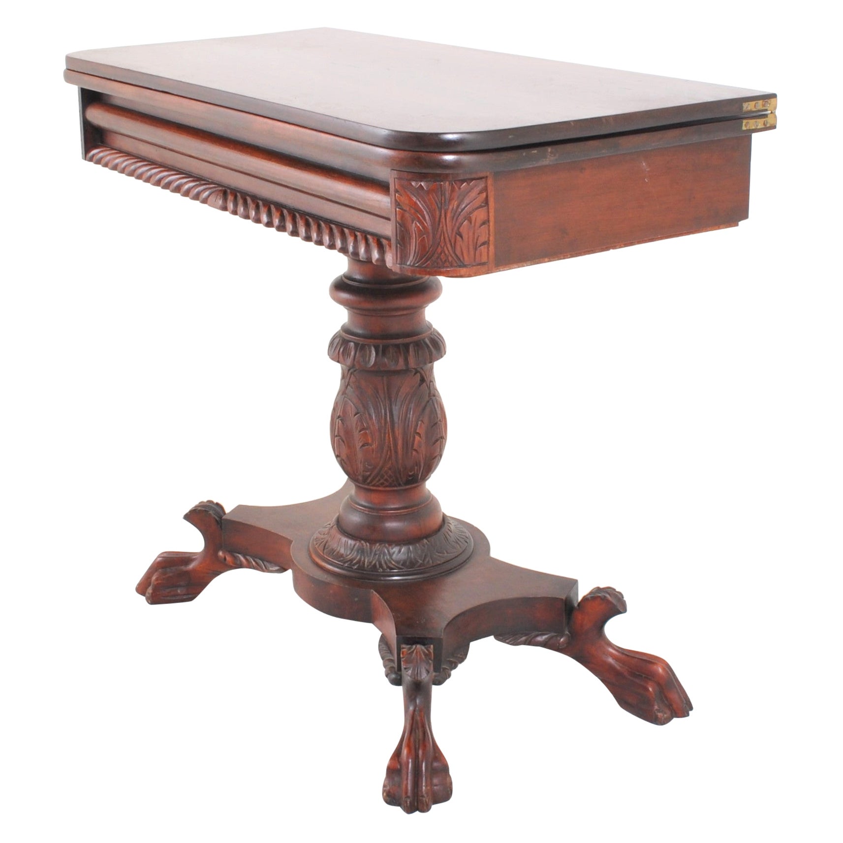 Antique Walnut French Card Table with Leather Top Circa 1830 For Sale ...
