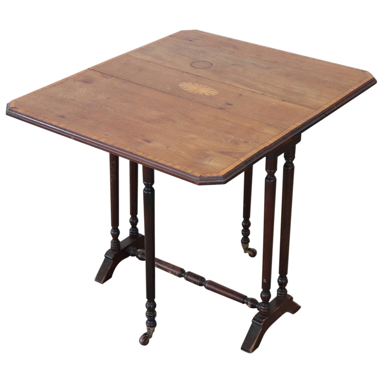 19th Century, Antique Country Emerald Lacquered Rustic Serving Table ...