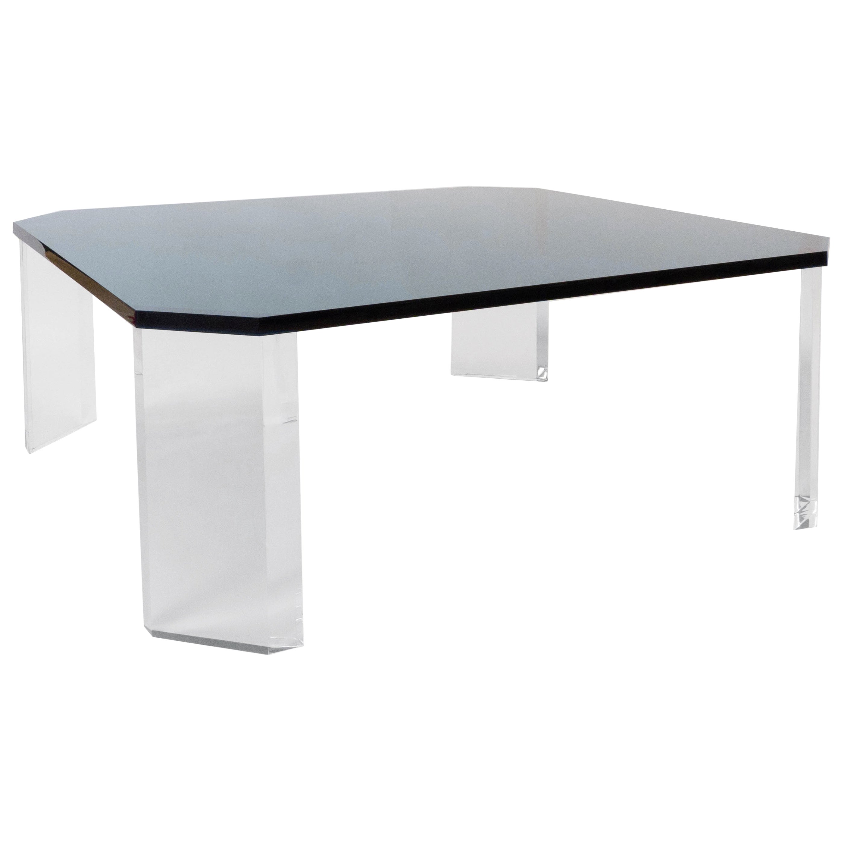 Brass, Lucite and Glass "Golf" Themed Coffee Table at 1stDibs