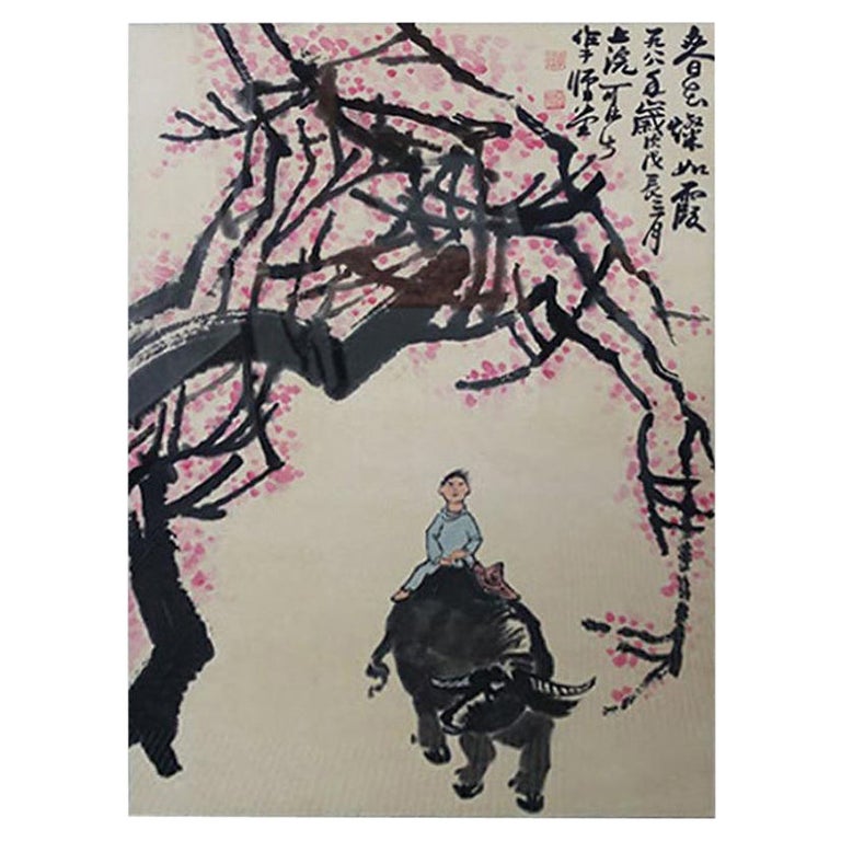 Li Keran 'Chinese', Boy and Buffalo, Ink and Color on Paper For Sale at ...