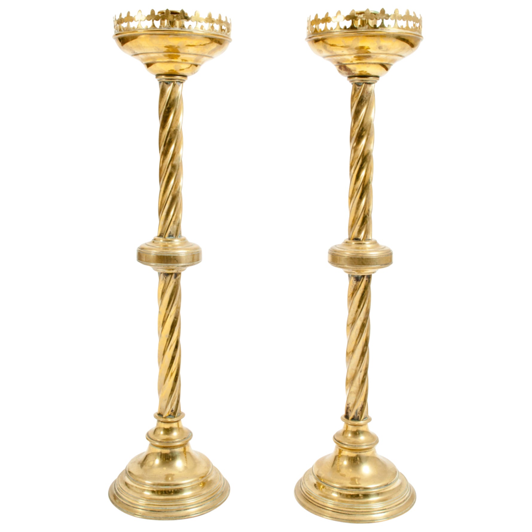 Pair of Gothic Style Candlesticks For Sale at 1stDibs