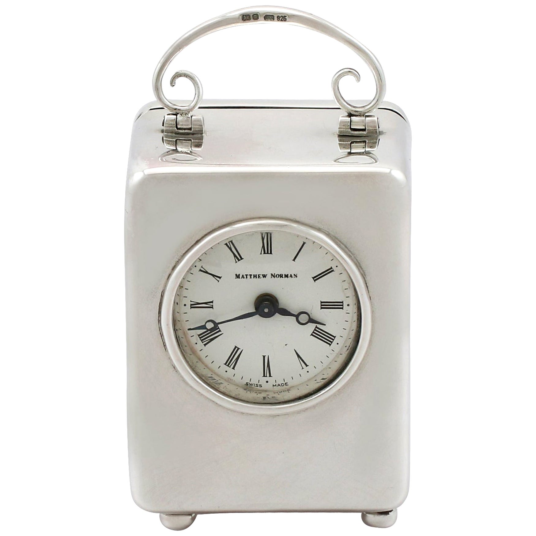 Antique English Sterling Silver Clock at 1stDibs
