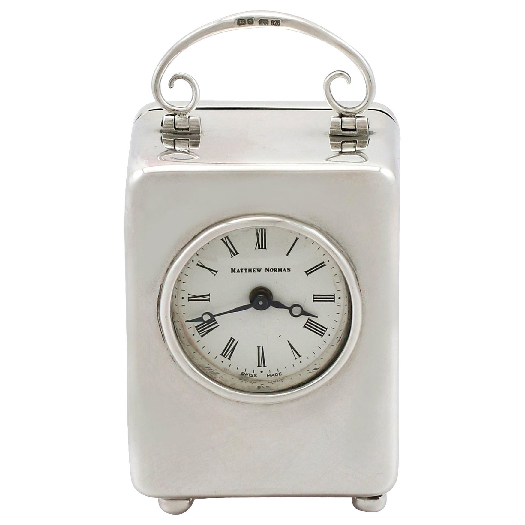 Antique English Sterling Silver Clock at 1stDibs