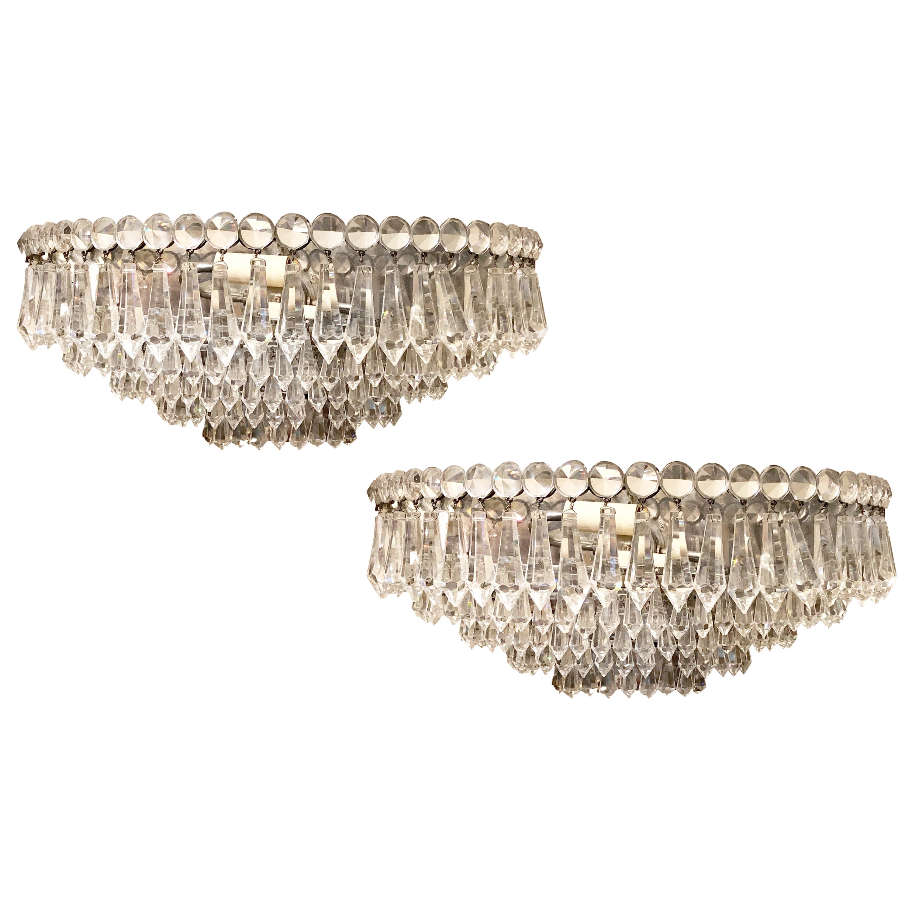 Pair of Crystal Sconces For Sale at 1stDibs