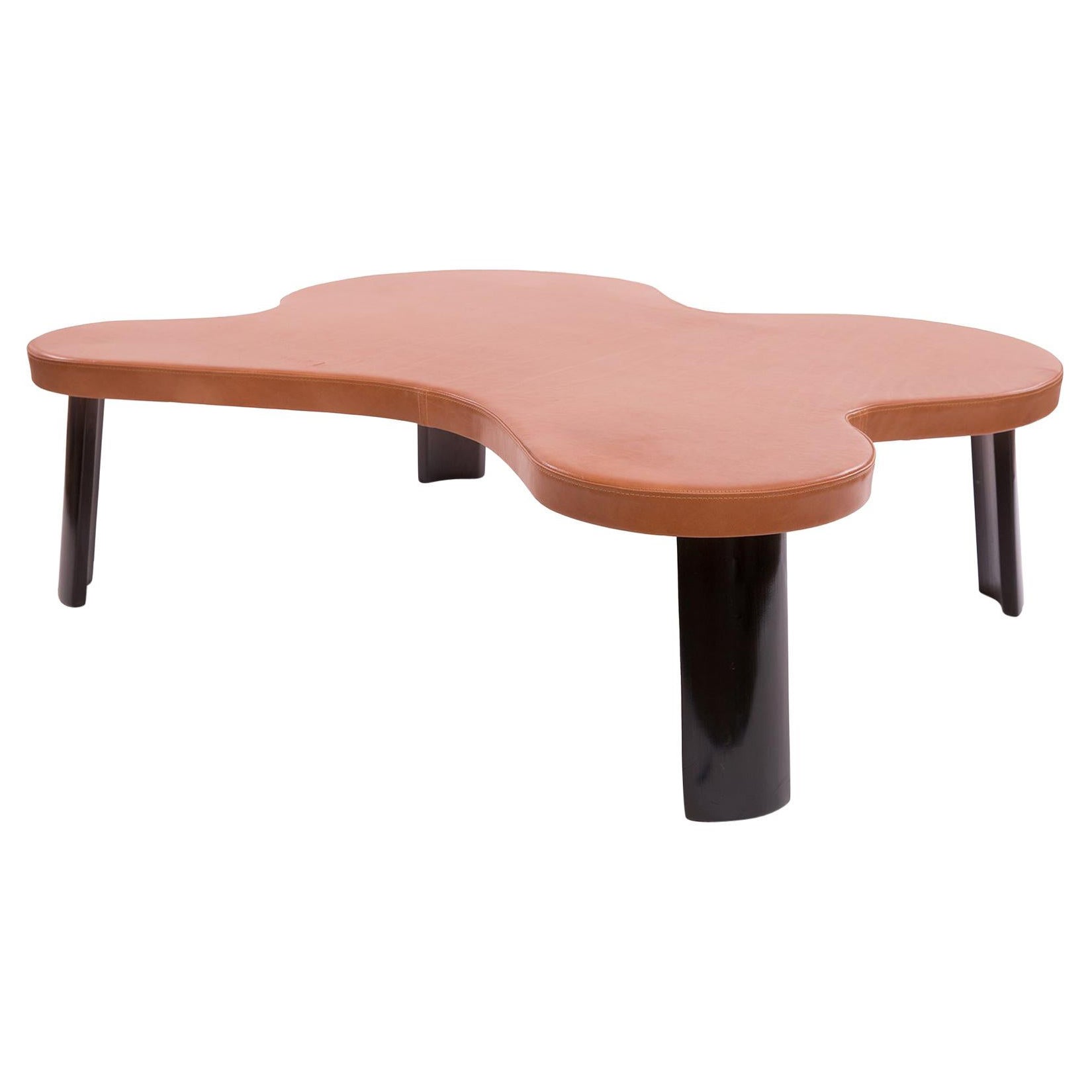 Leather Freeform 1960s Cocktail Table After Paul Frankl at 1stDibs