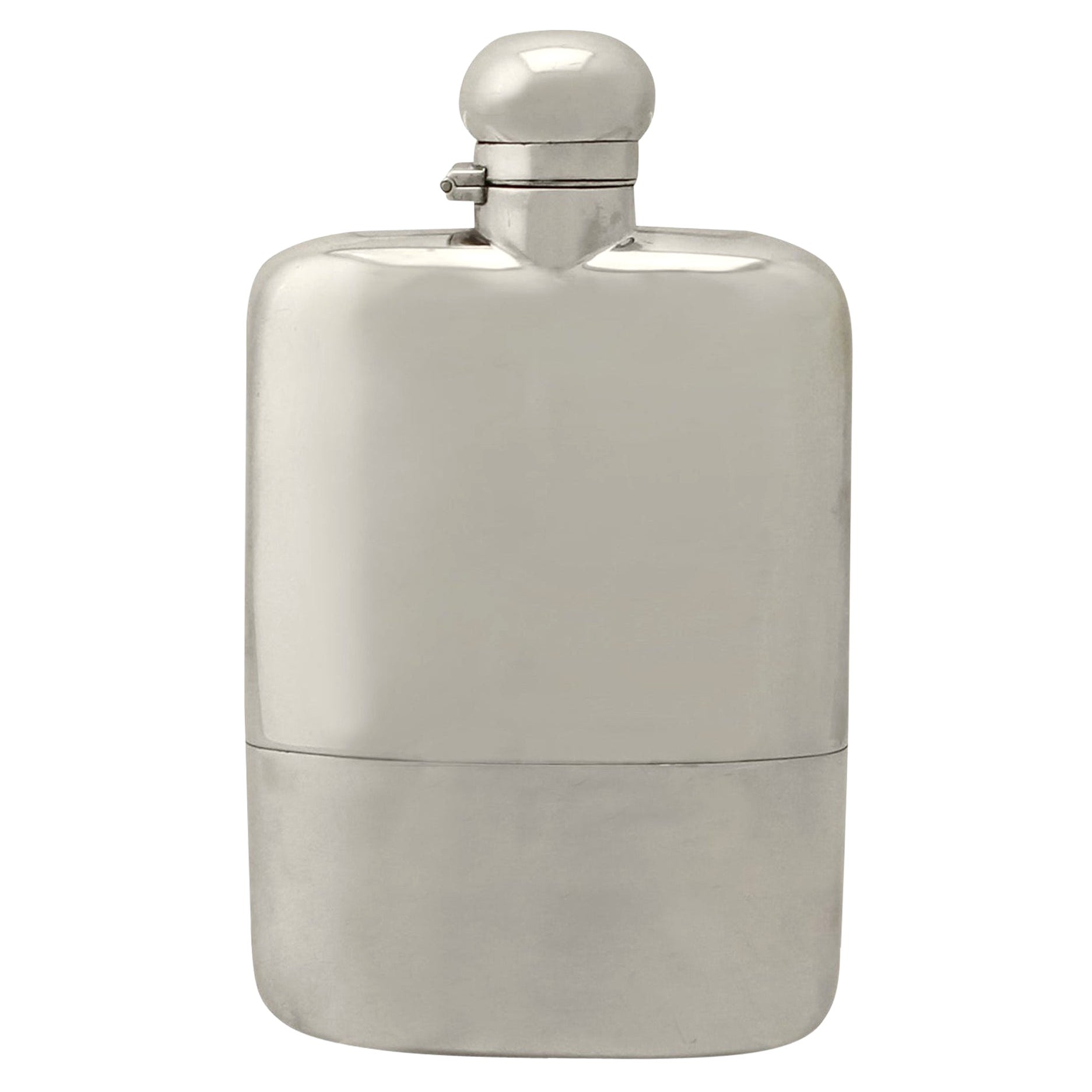 Stylish, Art Deco, Sterling Silver Hip Flask, Mappin and Webb, London ...