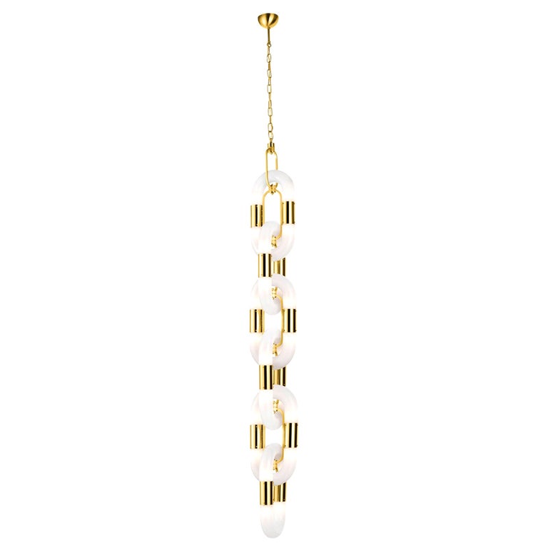 Chain Gold 6 Links Pendant Lamp For Sale at 1stDibs