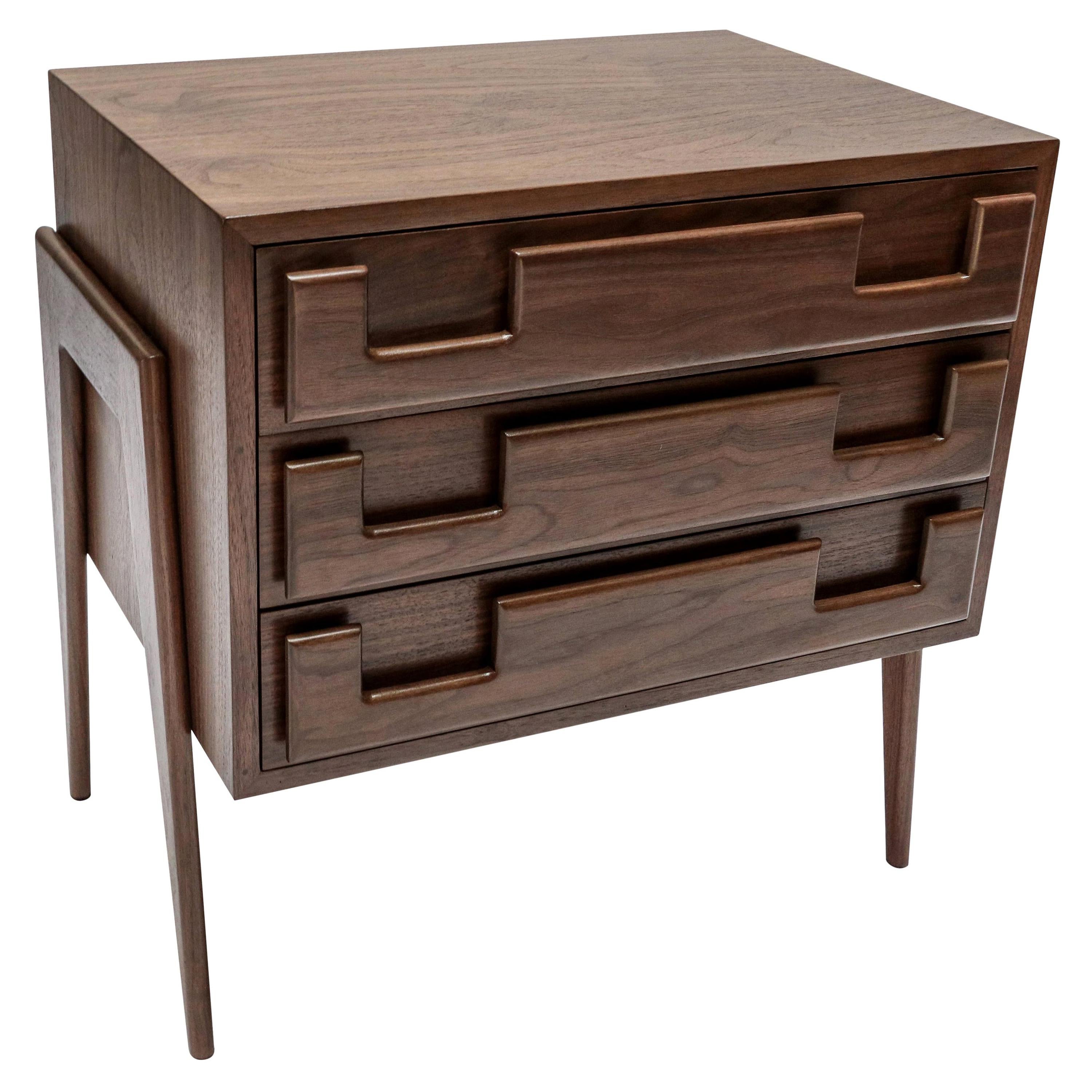 Custom Made White Oak Nightstand with Three Drawers at 1stDibs
