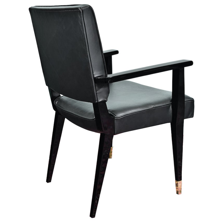 1940's Office Chair in Red Cedar Wood, Gold Leaf Stripe For Sale at 1stDibs