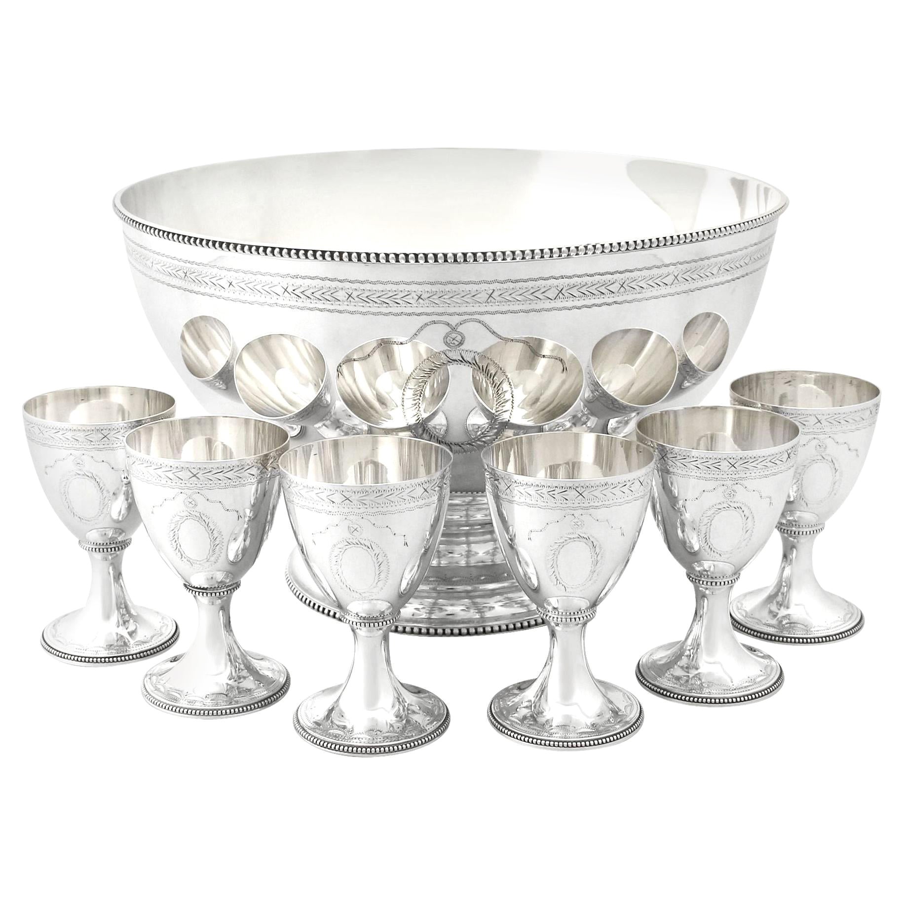 American Silver and Enamel 15-Piece Punch Set For Sale at 1stDibs