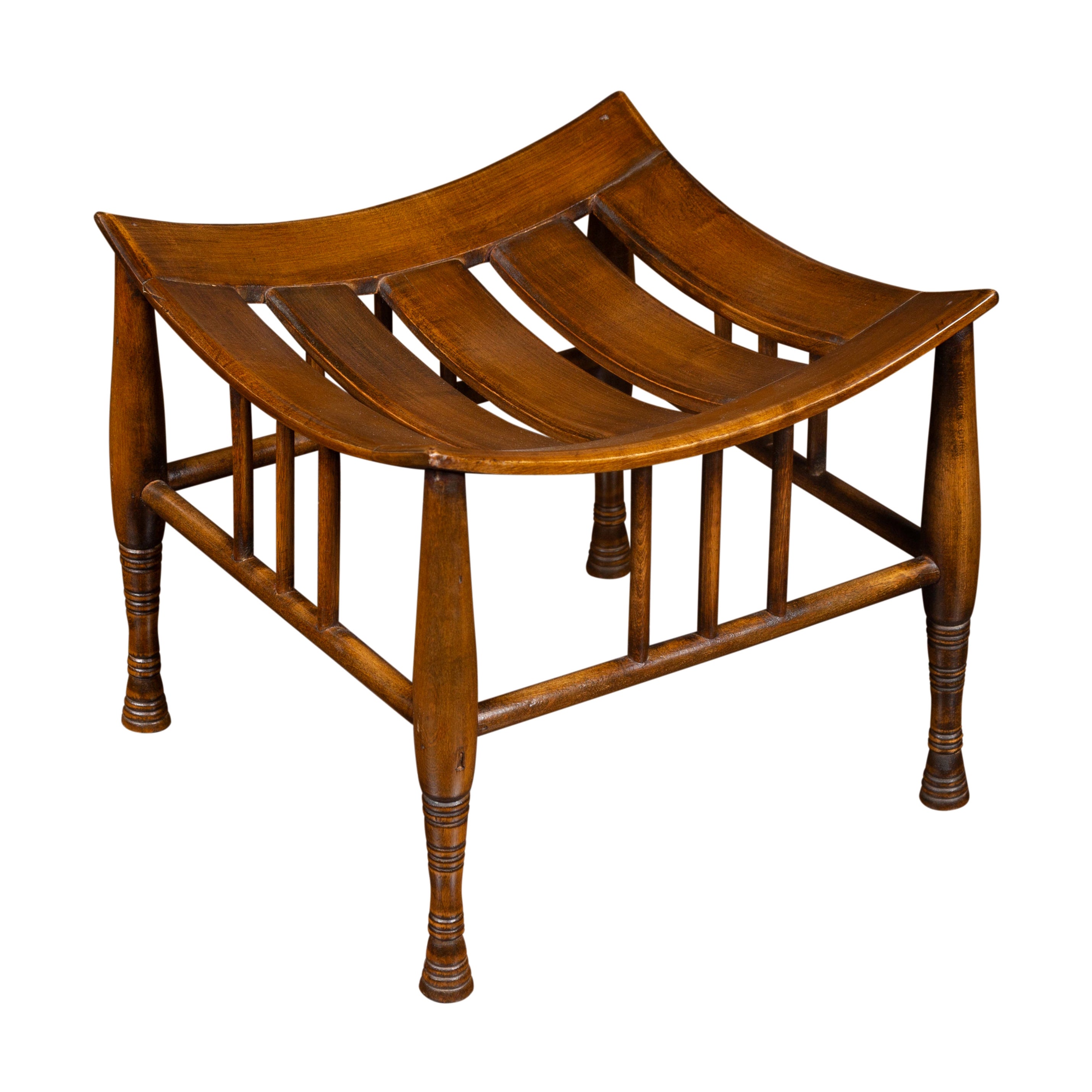 Carved Oak Arts and Crafts Egyptian Revival Thebes Stool For Sale at ...